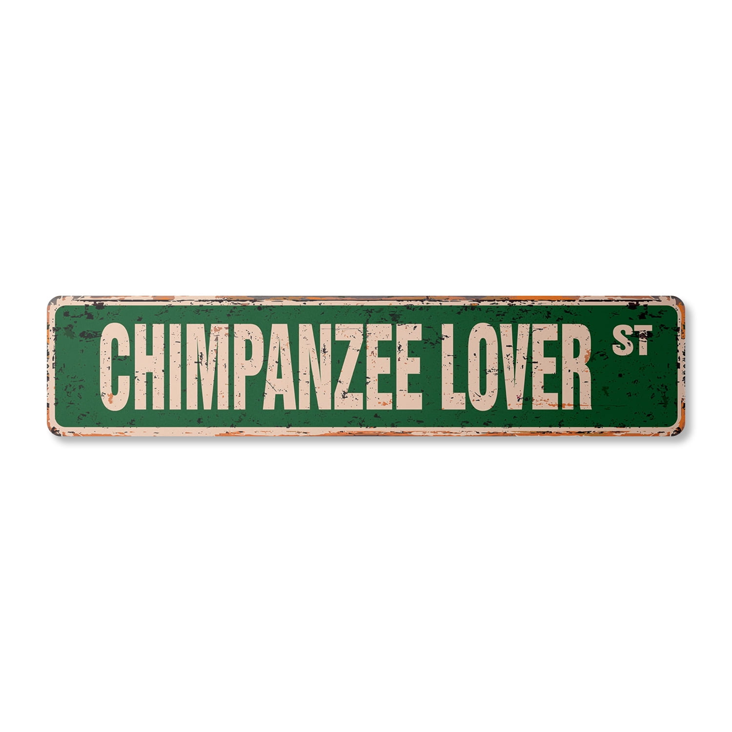 CHIMPANZEE LOVER Vintage Plastic Street Sign wildlife rainforest monkey ...