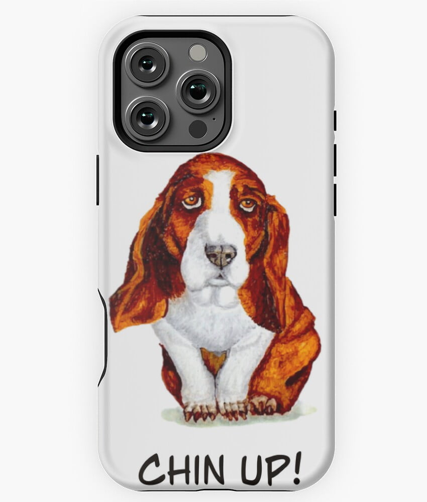 CHIN UP Basset Hound Illustration Phone Case for iPhone 16 15 14 13 12 ...