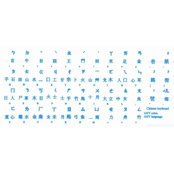 CHINESE KEYBOARD STICKER LABEL TRANSPARENT BLUE LETTERS - Walmart.com