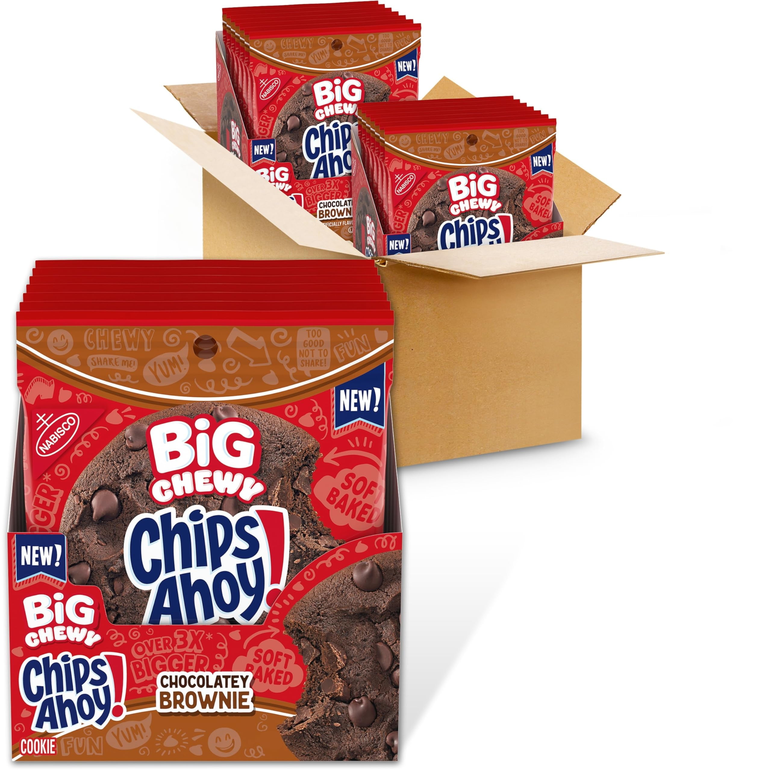 CHIPS AHOY! Big Chewy Chocolate Chip Cookies, Chocolatey Brownie, 14 ...
