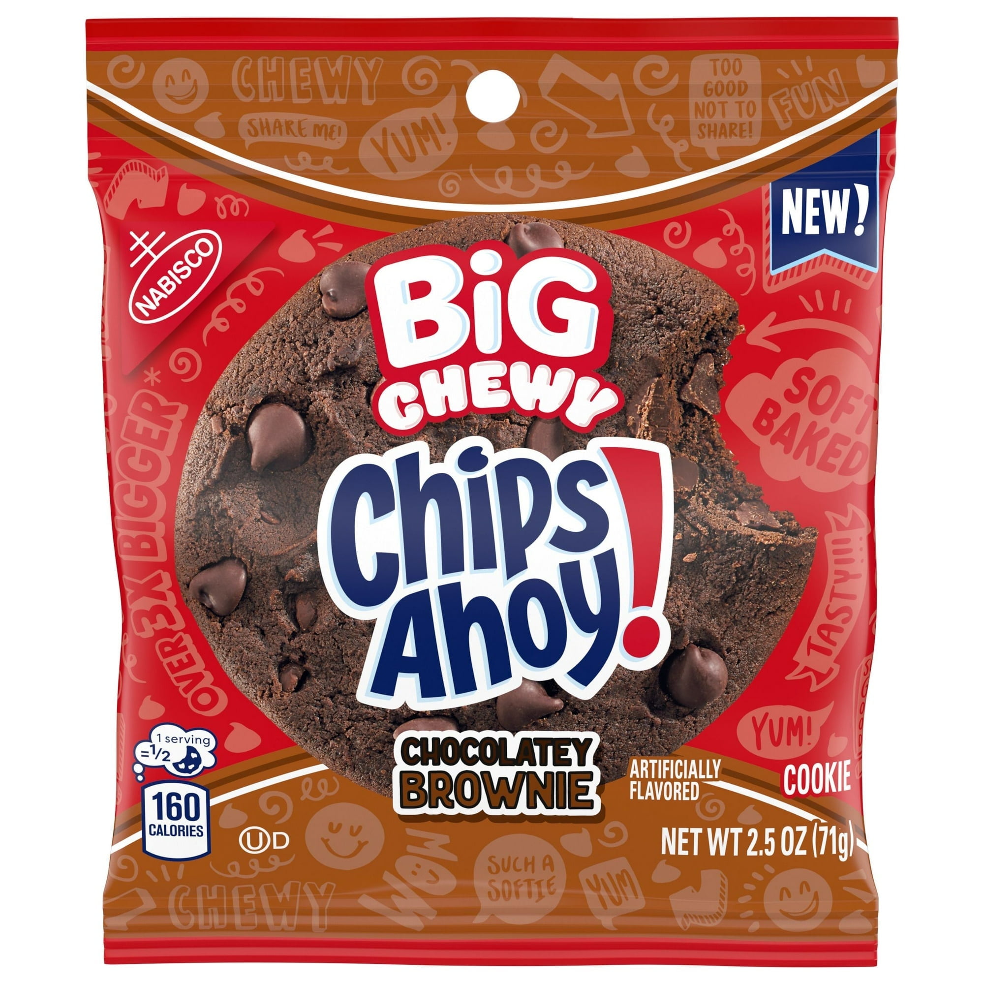 CHIPS AHOY! CHEWY BROWNIE BIG COOKIES 2.5 OZ - 2 Pack - Walmart.com