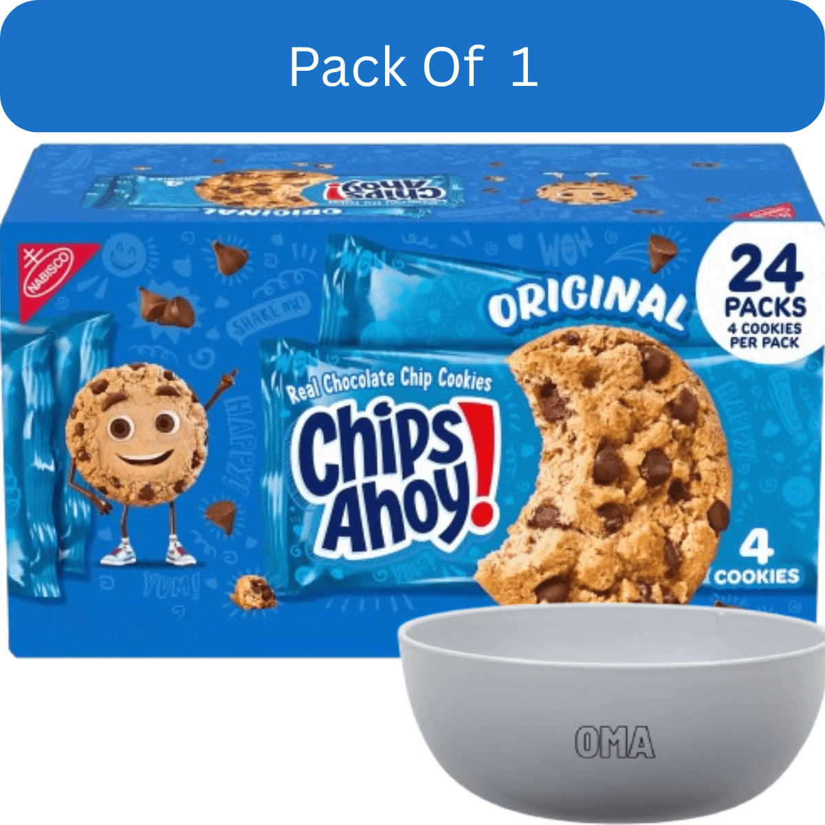 CHIPS AHOY! Chocolate Chip Cookies Snack Packs, 1.55 oz., 24 pk. with ...