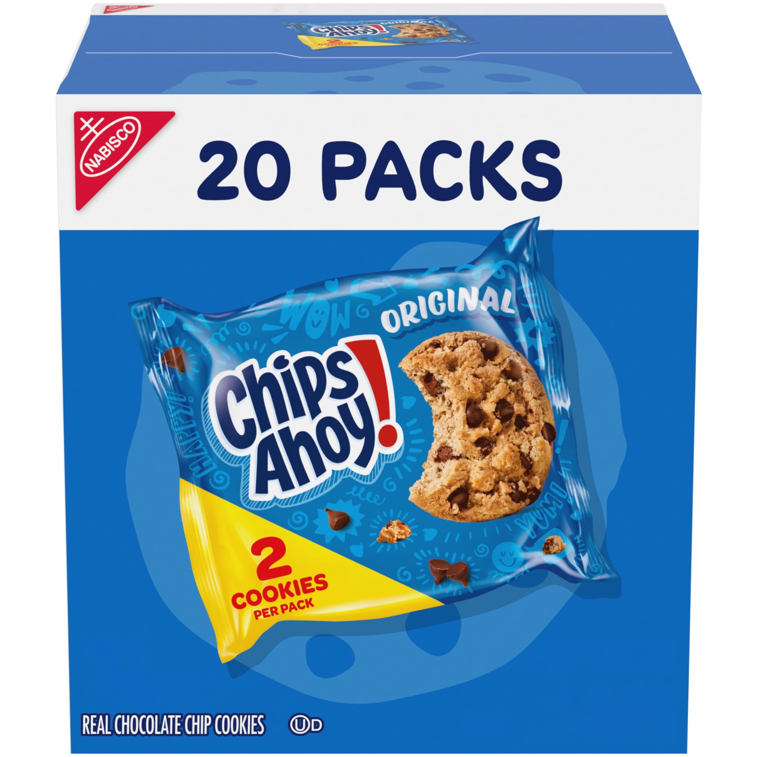 CHIPS AHOY! Original Chocolate MZF22 Chip Cookies, 20 Snack Packs (2 ...