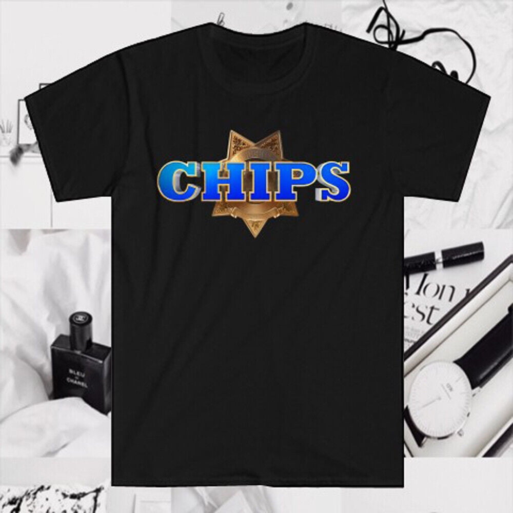 CHIPS Retro Police Movie Badge Men's Black T-Shirt Size S to 5XL ...