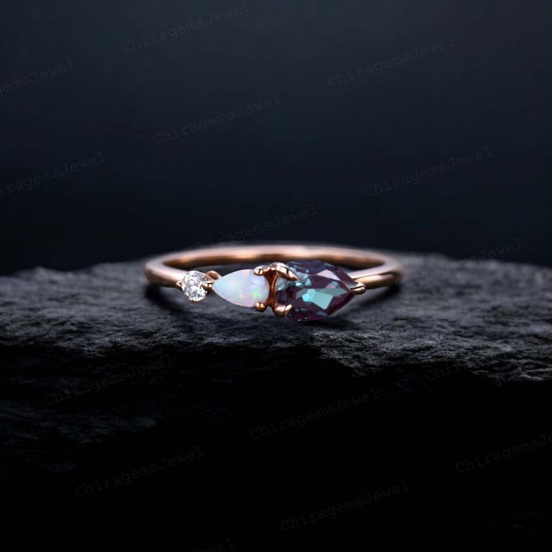 CHIRAGEMSJEWEL 7x5 MM / Pear Cut Alexandrite Engagement Ring Diamond ...