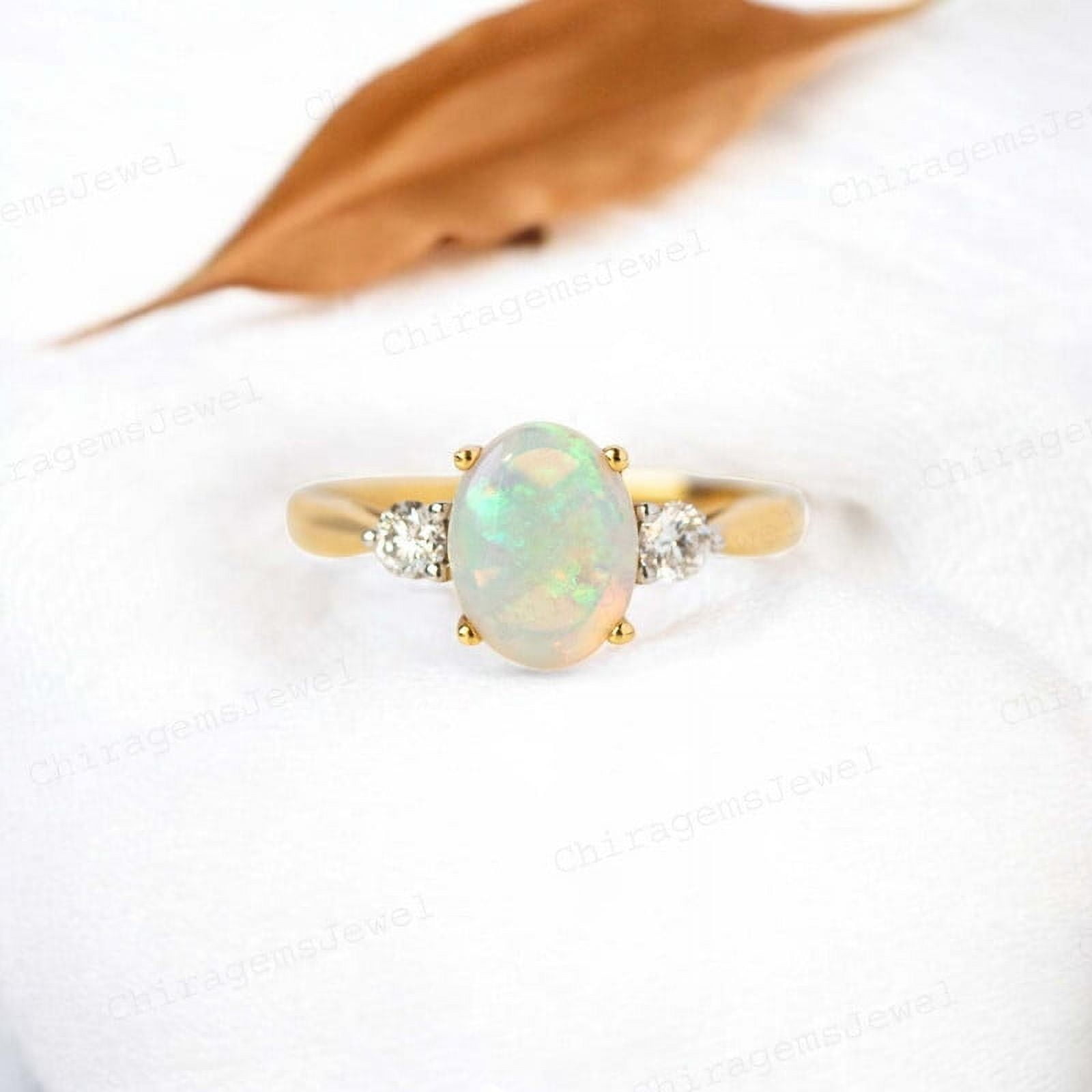 CHIRAGEMSJEWEL Vintage Opal Wedding Engagement Ring - 7X9MM / 1.25ct ...