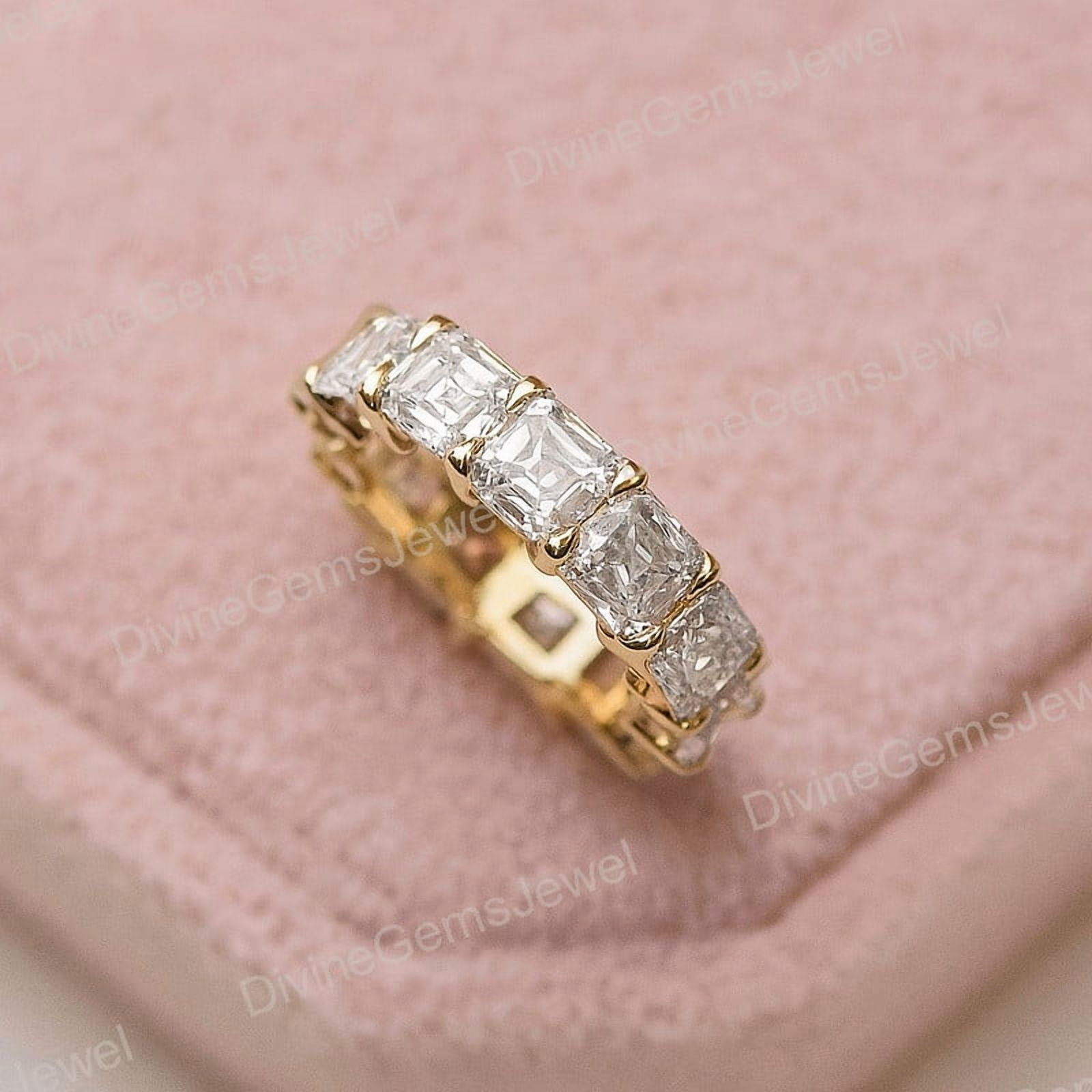 CHIRAGEMSJEWELS Asscher Cut Colorless Moissanite Eternity Band ...
