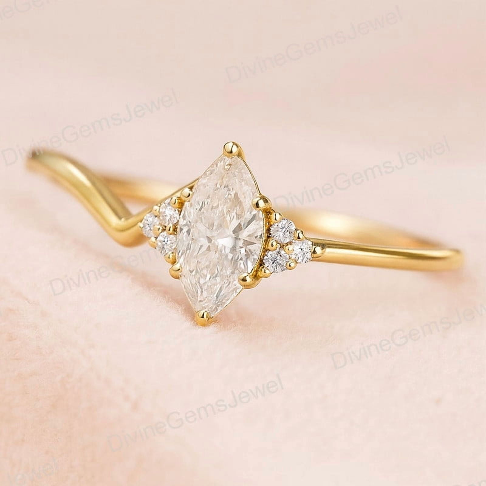 CHIRAGEMSJEWELS Yellow Gold Anniversary Ring Set Marquise Cut ...