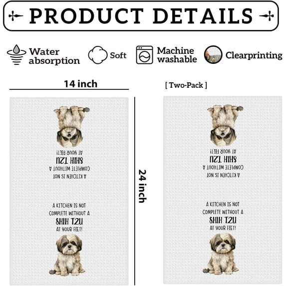 CHISHZL-2Pcs Shih Tzu Accessories Kitchen Towels 24x14 Inch, Shih Tzu ...