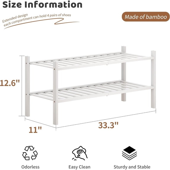 CHISHZL-Bamboo Shoe Rack Stackable Shoe Shelf Storage Organizer for ...