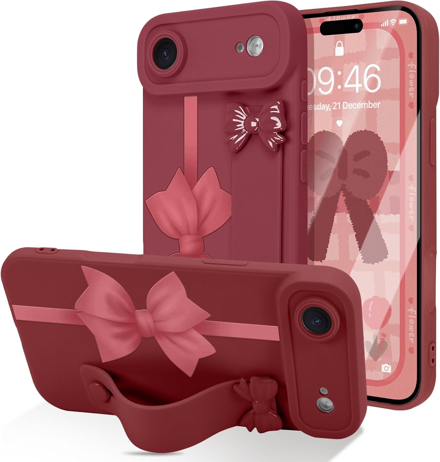 CHISHZL-Designed for iPhone Air Case with Wrist Strap Elegant Bow ...