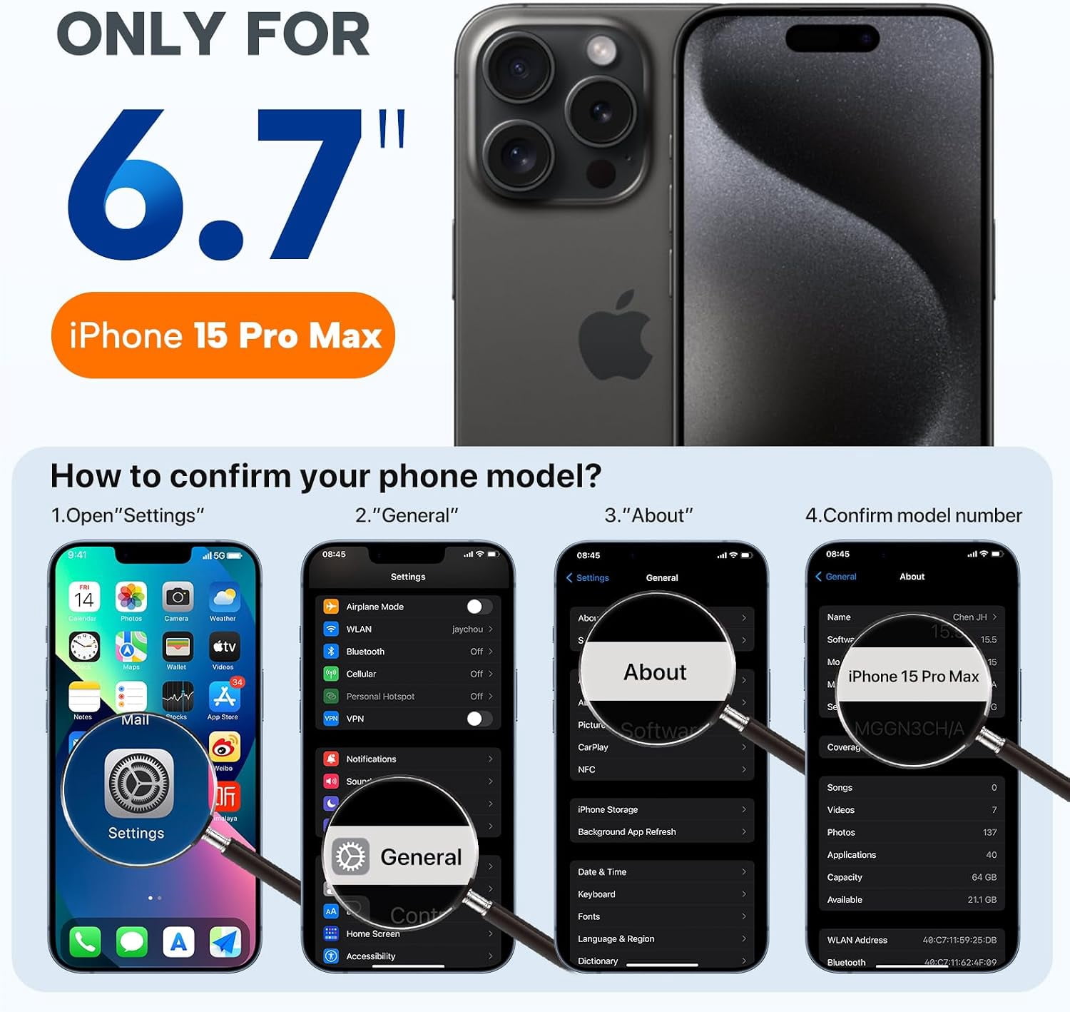 CHISHZL-Magnetic for iPhone 15 Pro Max Case, [Soft Anti-Scratch ...