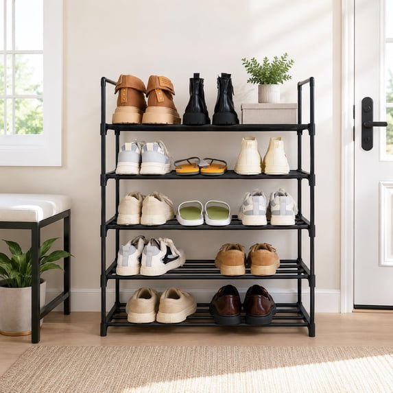 CHISHZL-Shoe Rack Organizer, 5-Tier Reversible Metal Space Saving Shoe ...