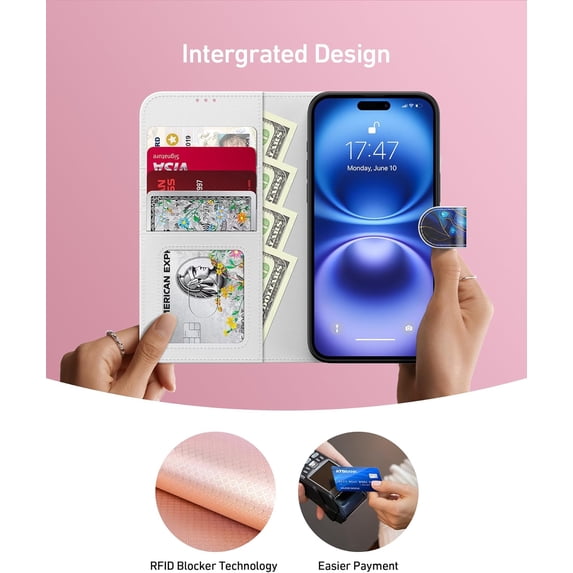 CHISHZL-for iPhone 16 Wallet Case with Card Holder + Cash Clip, RFID ...