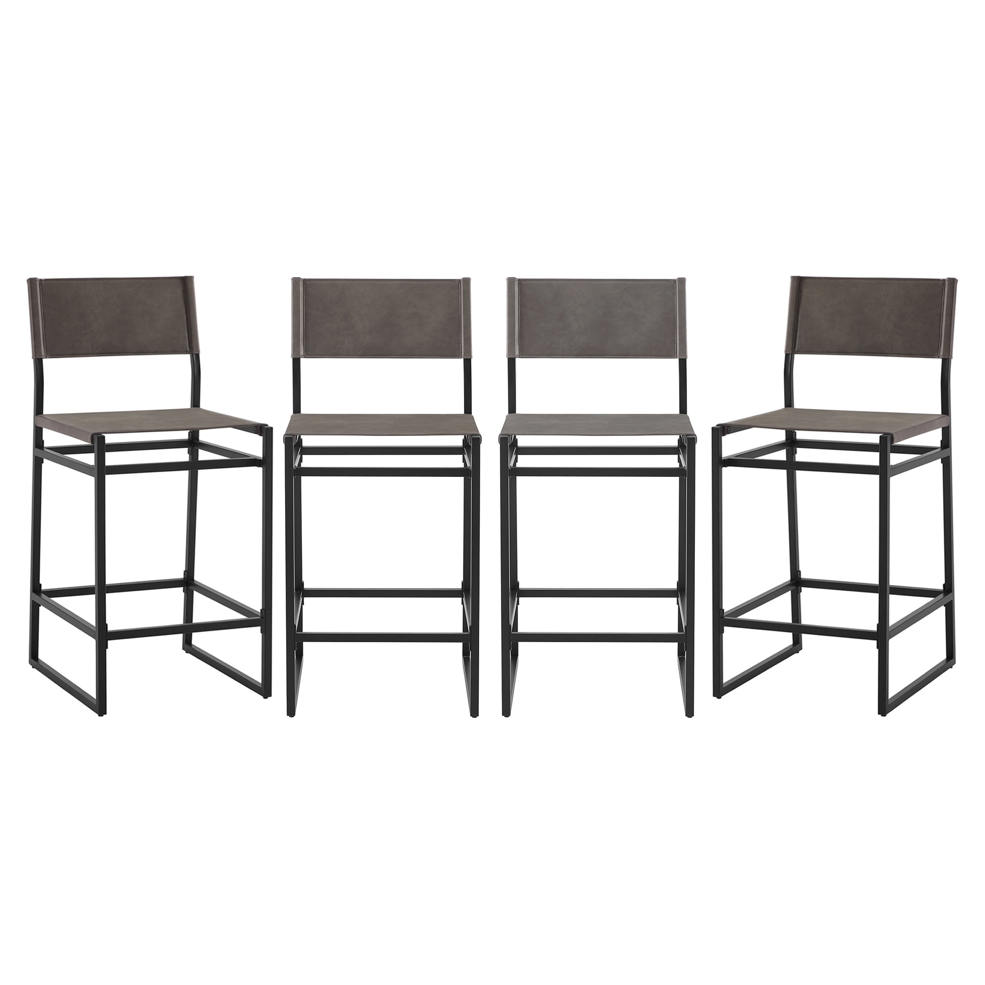 CHITA 24" Faux Leather Bar Stools Set of 4 Counter Height with Sling ...