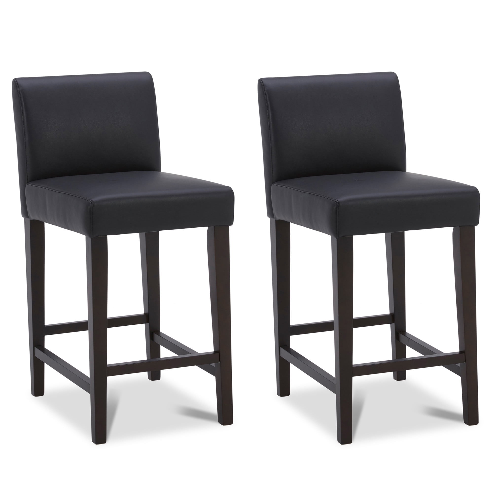 CHITA 25 inch Bar Stools Set of 2, Faux Leather in Black - Walmart.com