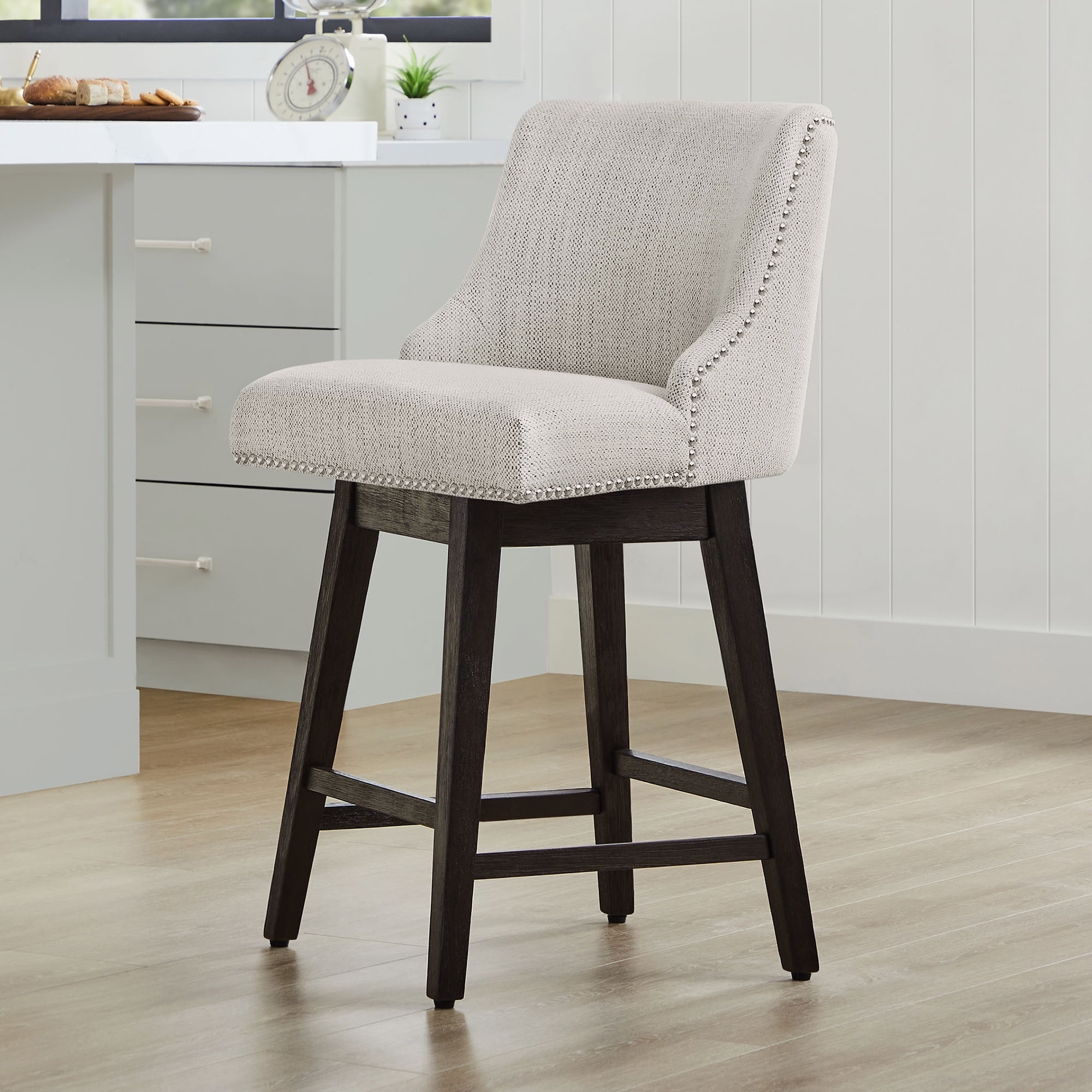 CHITA 26 inch Swivel Bar Stools, Upholstered Counter Height with Full ...
