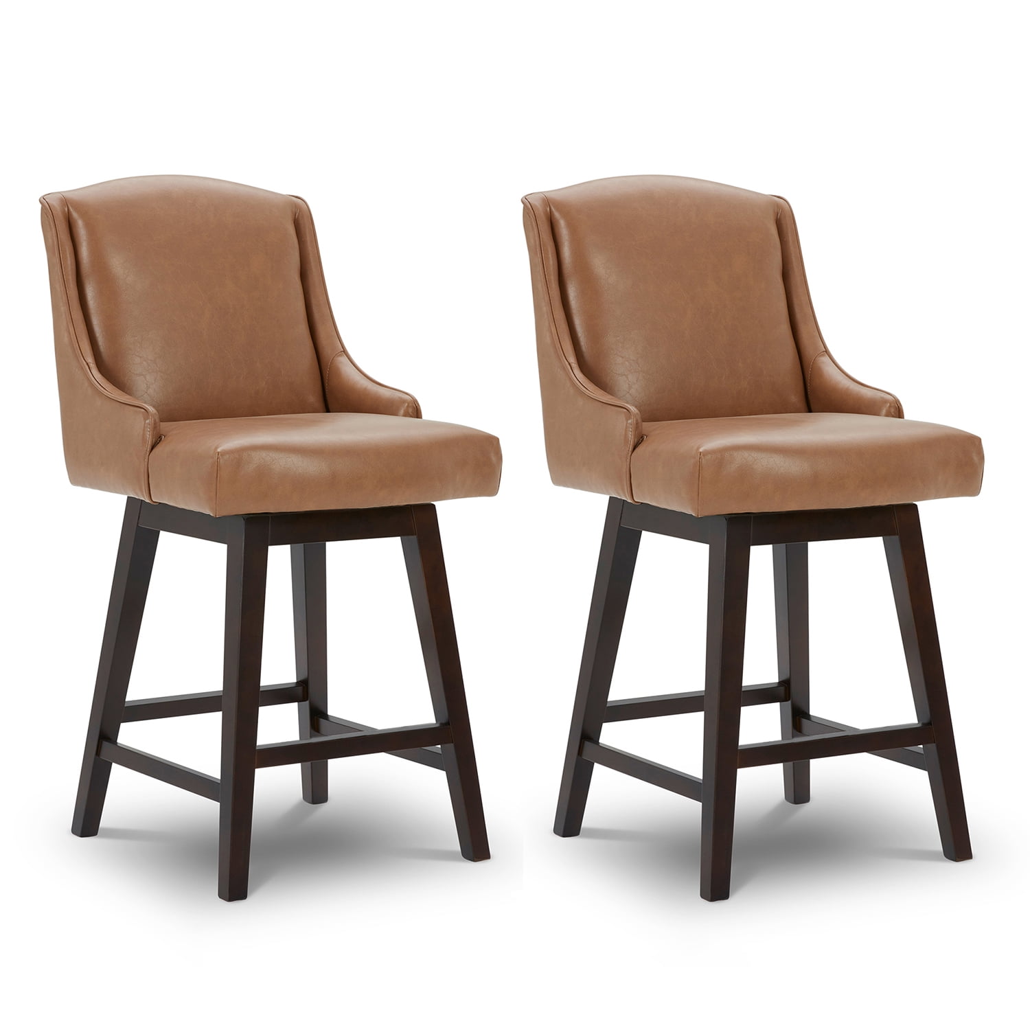 CHITA 26 inch Swivel Upholstered Faux Leather Counter Stool Set of 2 ...