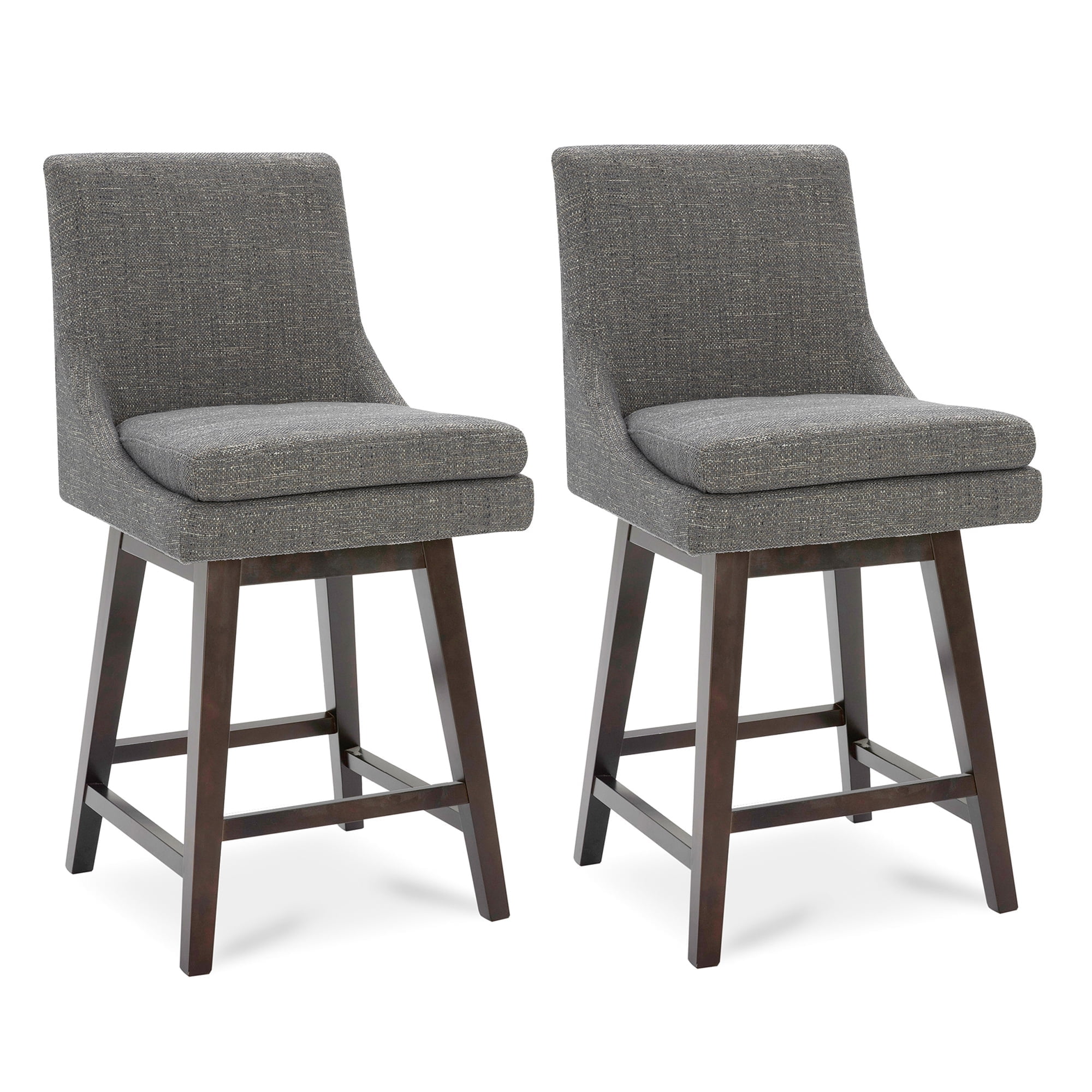 CHITA 26 inch Upholstered Swivel Fabric Counter Bar Stools with Back ...