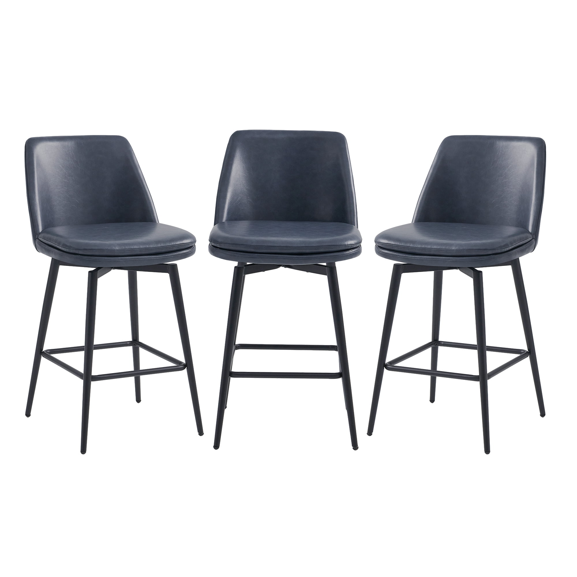 CHITA 27 inch Counter Height Swivel Bar Stools Low Back Set of 3, Metal ...