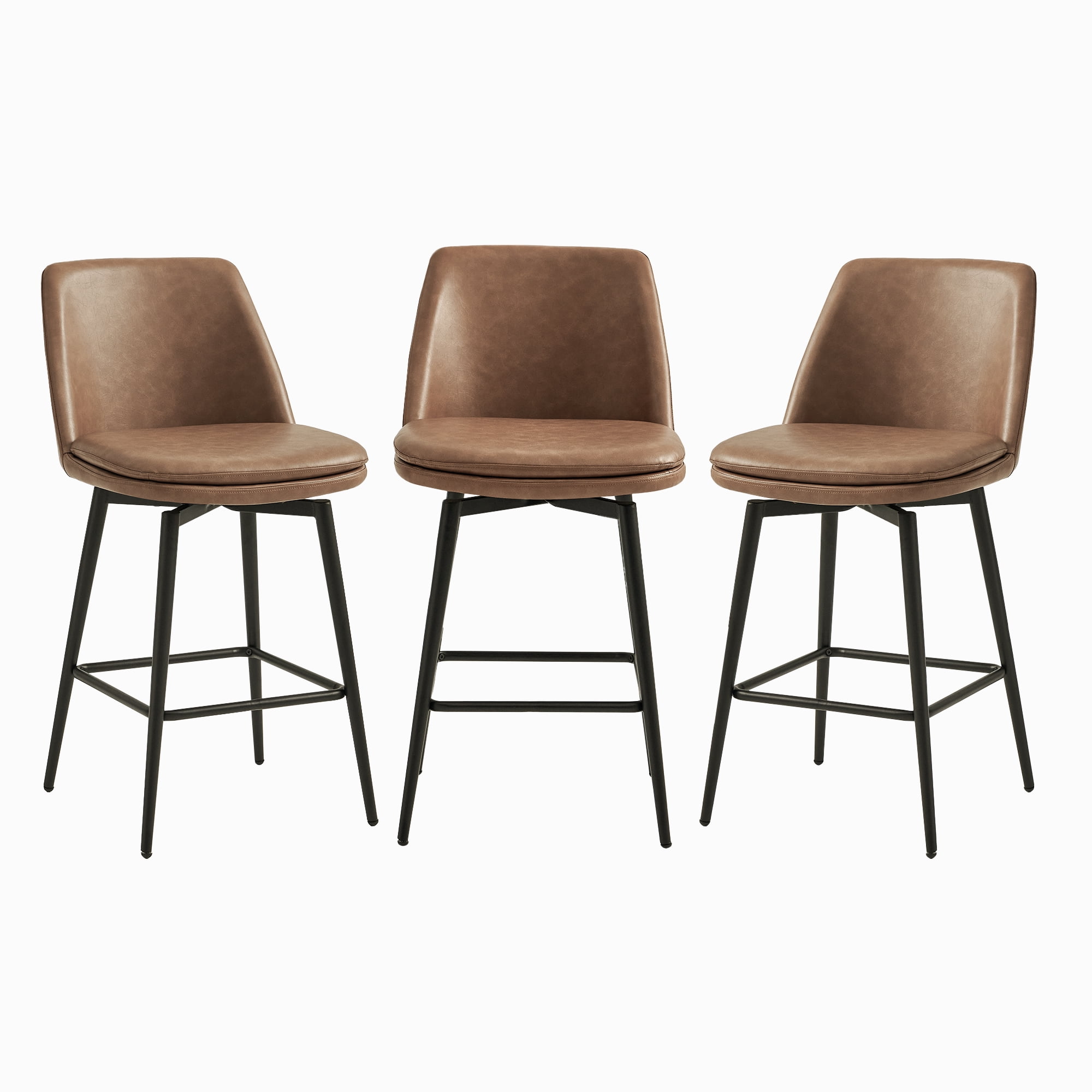 CHITA 27 inch Counter Height Swivel Bar Stools Low Back Set of 3, Metal ...