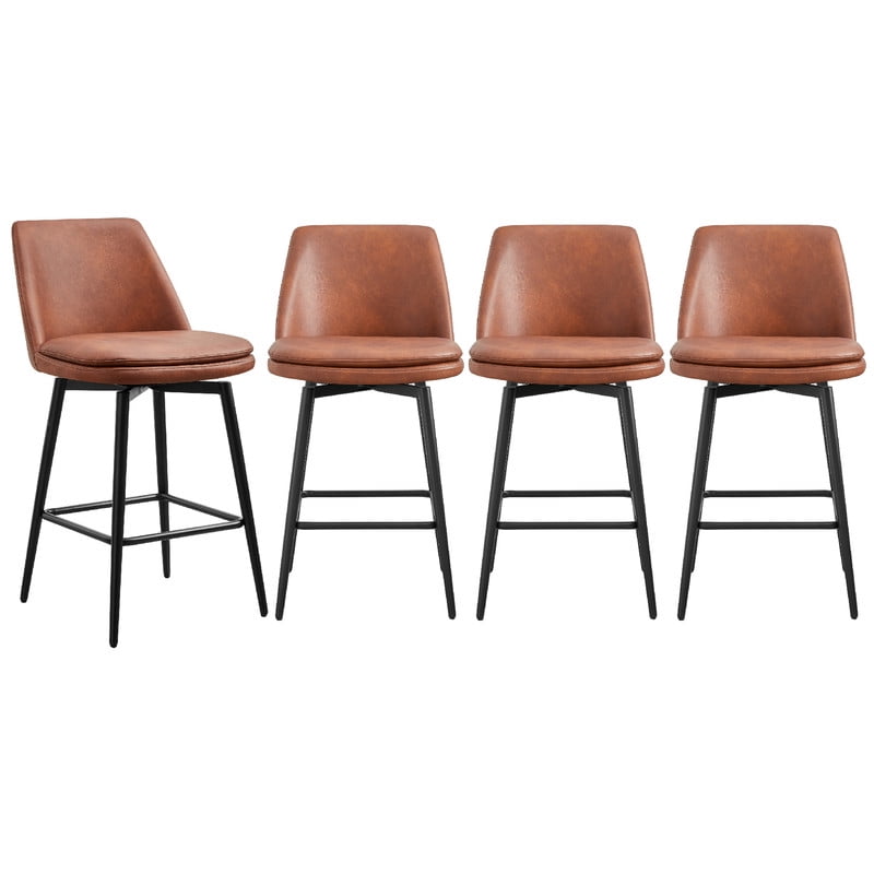 CHITA 27 inch Counter Height Swivel Bar Stools Low Back Set of 4,Faux ...