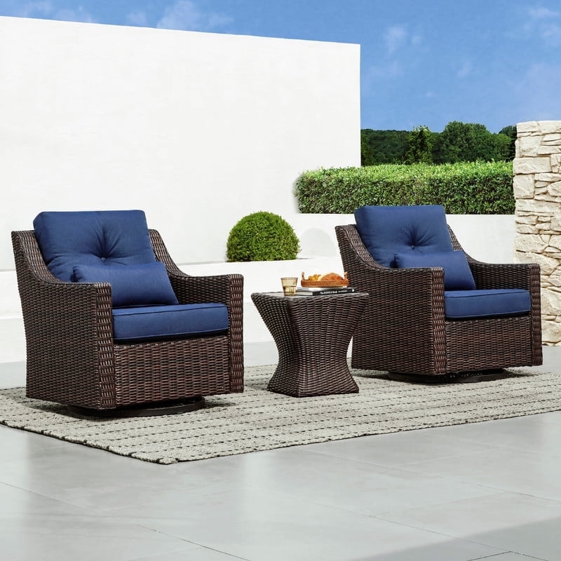 CHITA 3-Piece Outdoor Wicker Patio Furniture Set with Swivel Glider ...