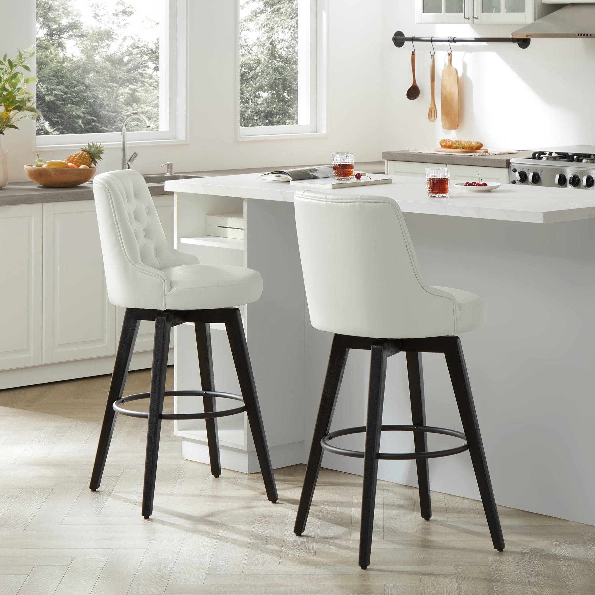 CHITA Modern 30 inch Swivel Upholstered Counter Height Bar Stools ...