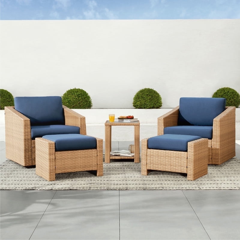 CHITA 5-Piece Outdoor Wicker Patio Furniture Set with Ottoman, Outdoor ...
