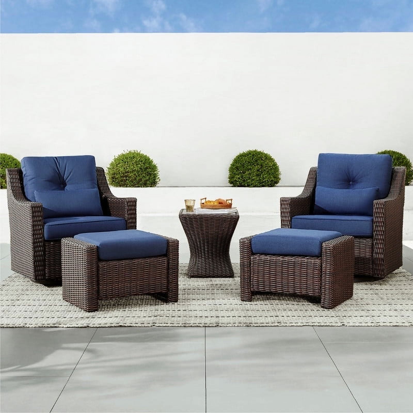 CHITA 5-Piece Outdoor Wicker Patio Furniture Set with Swivel Glider ...
