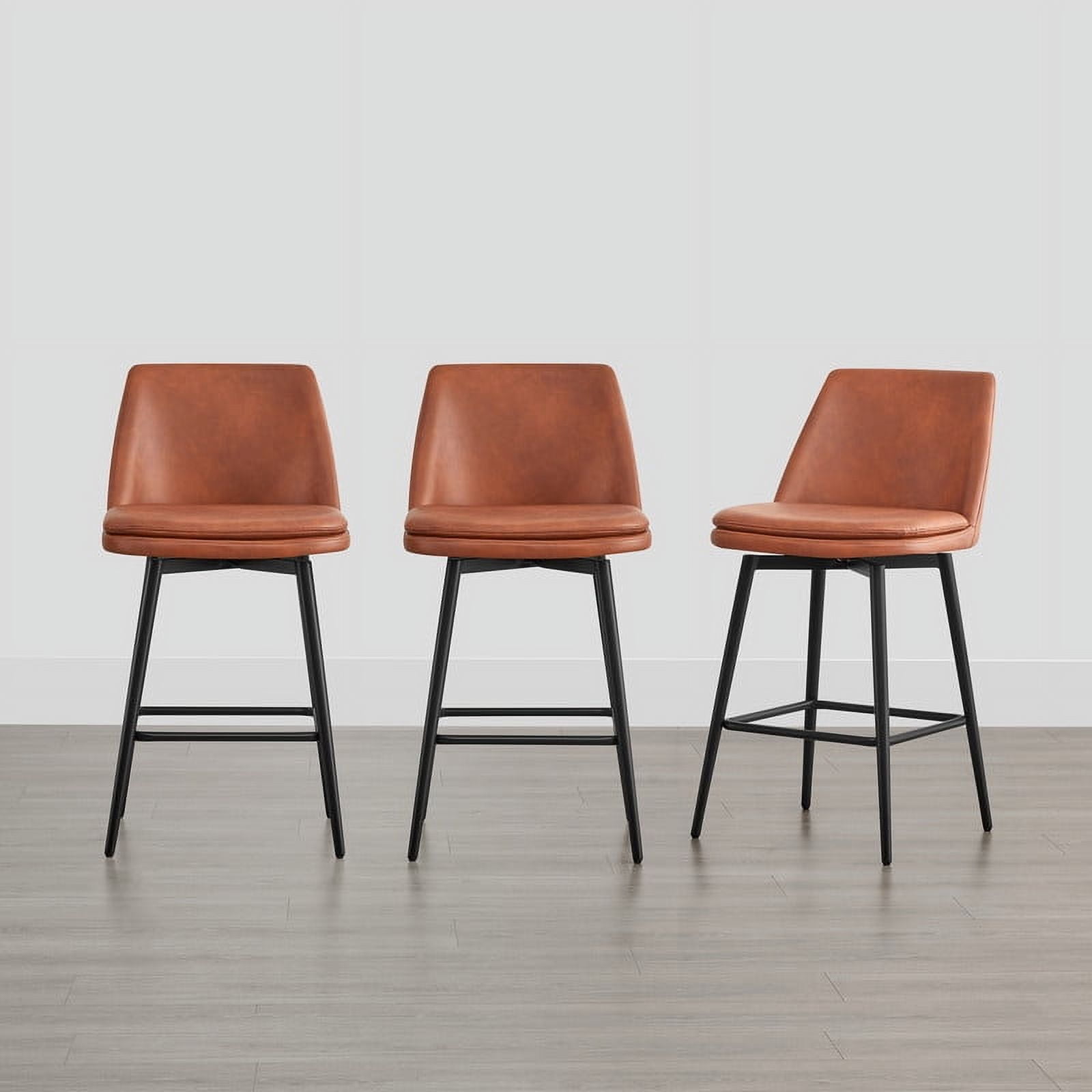 CHITA 27 inch Counter Height Swivel Bar Stools Low Back Set of 3,Faux ...
