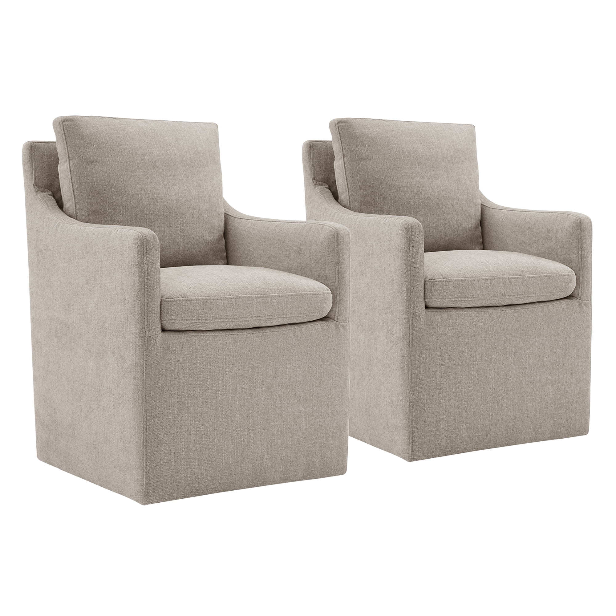 CHITA Fabric Upholstered Dining Arm Chair Set of 2 with Caster Wheels ...