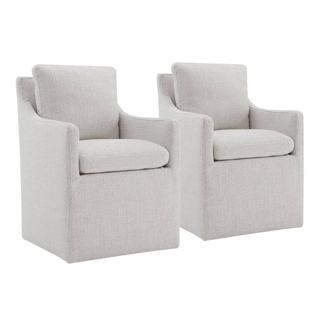 CHITA Modern High Back Dining Arm Chair, Set of 2, Wheeled, Upholstered ...