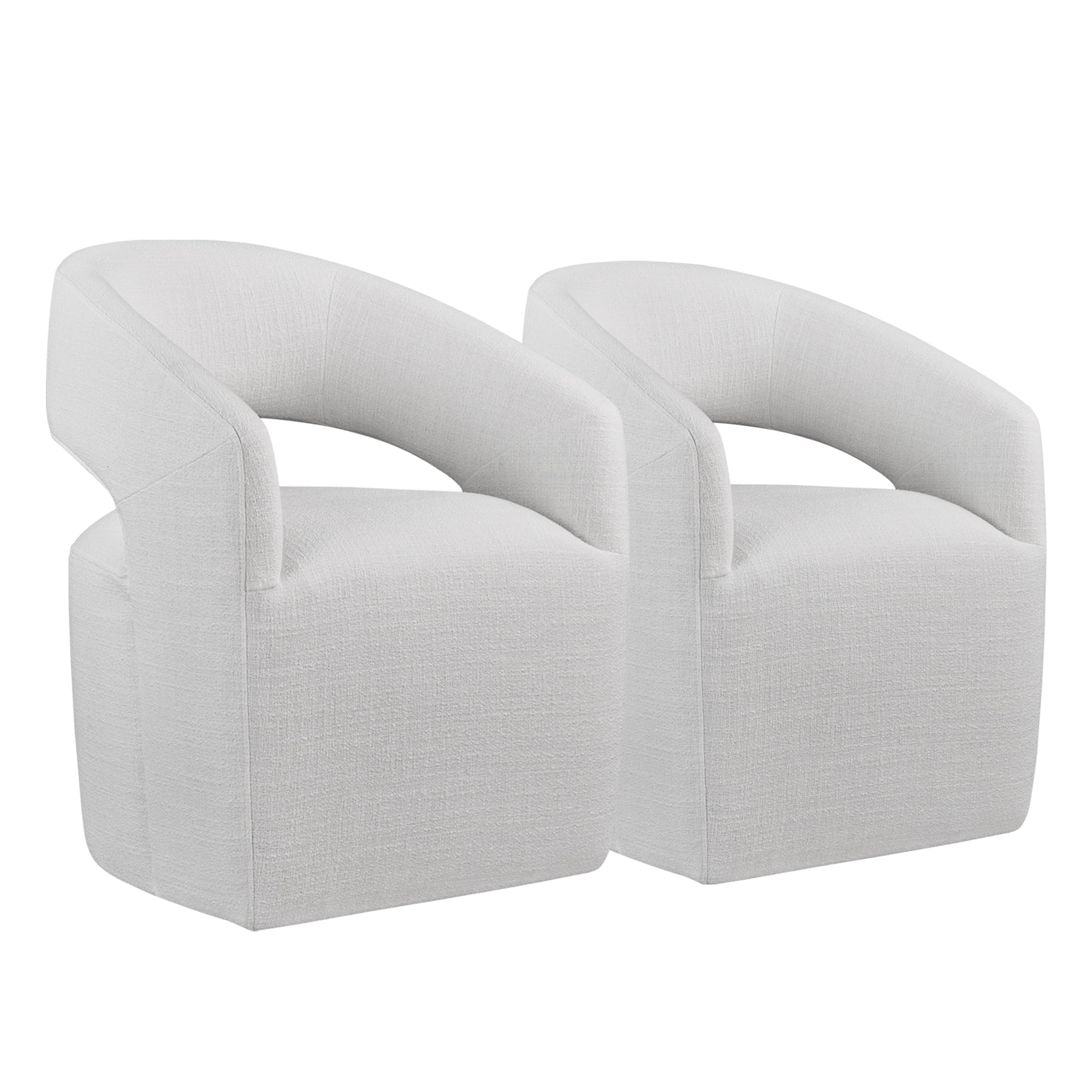 CHITA Modern Dining Chair with Caster Wheels & Open Back, Upholstered ...