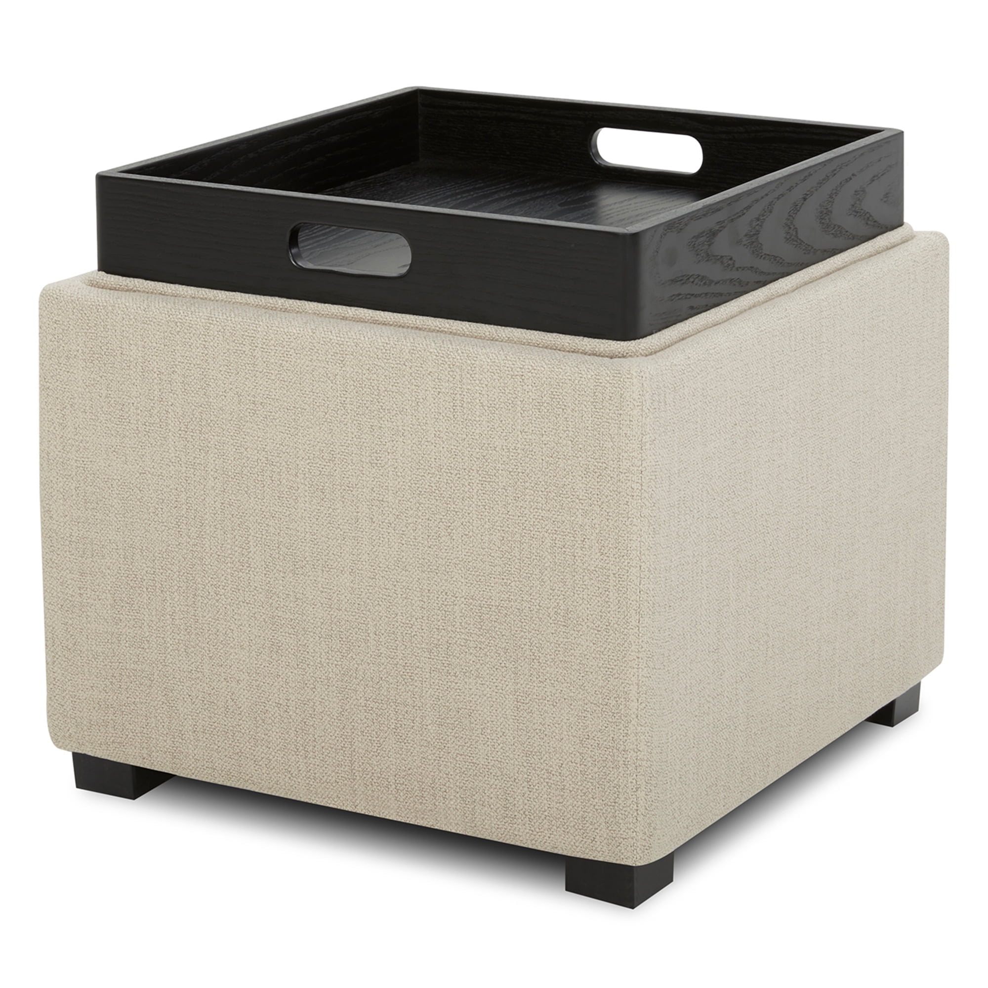 CHITA Fabric Storage Stool Ottoman, Foot Rest Stool Seat, Flax Beige ...