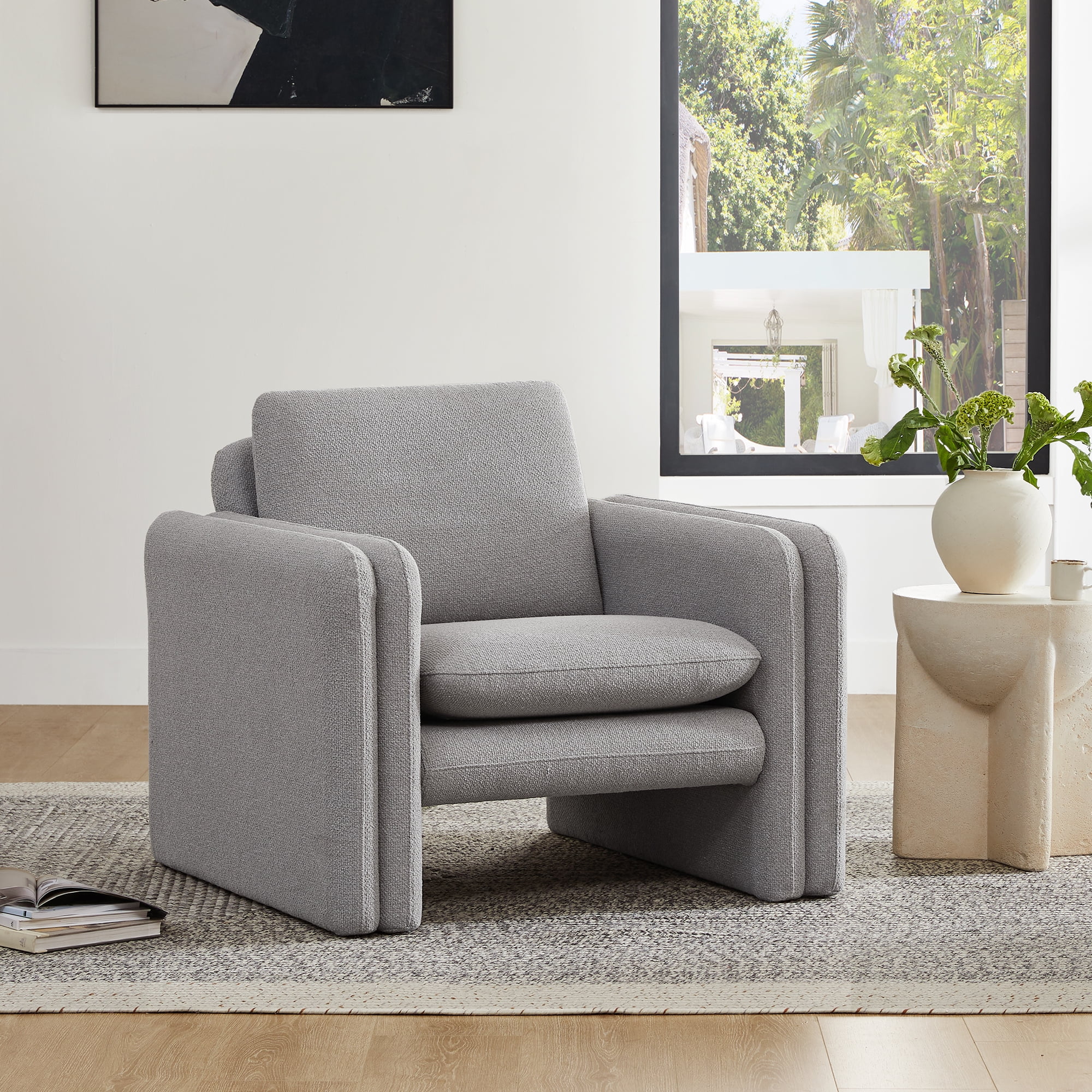 CHITA Modern Boucle Accent Chair with Double Arm & Back, Gray - Walmart.com