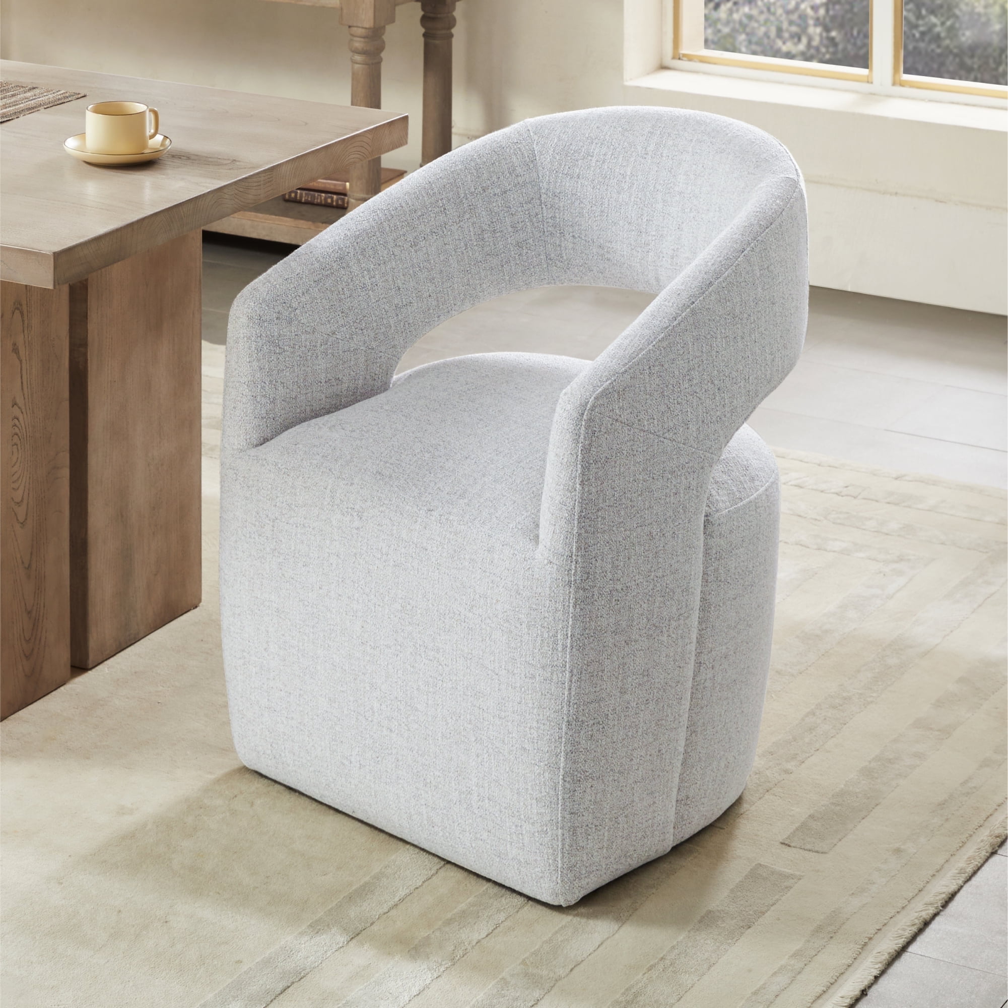 CHITA Modern Curved Dining Kitchen Chair with Caster Wheels & Open Back ...
