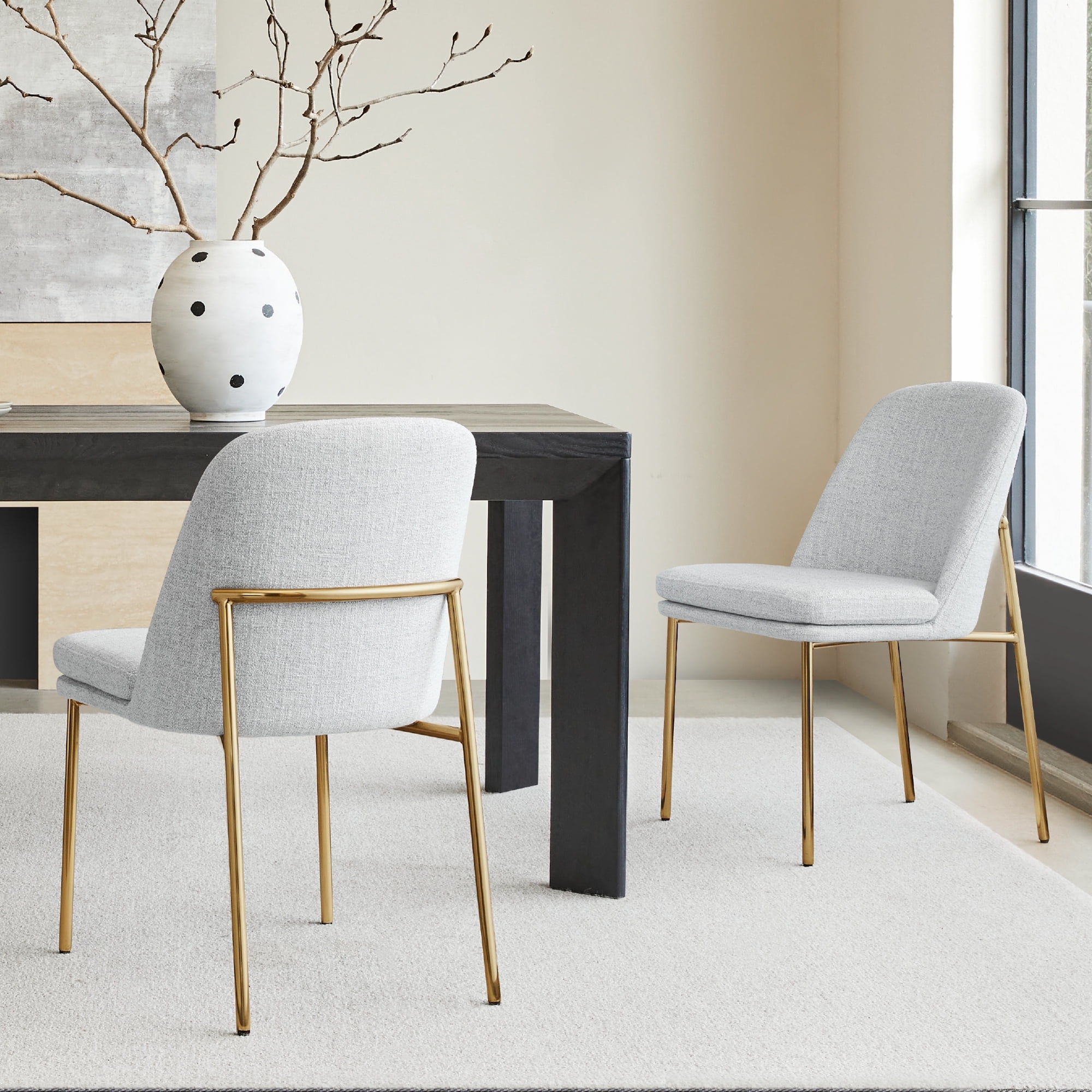 CHITA Modern Dining Chairs Set of 2 Metal Legs Dining Chair, Fabric in ...