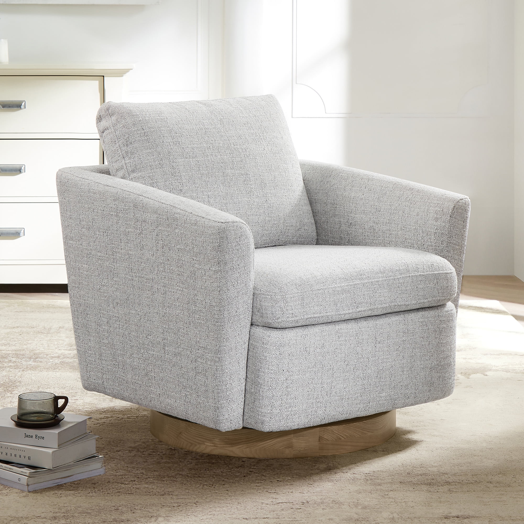 CHITA Modern Fabric Swivel Accent Chairs with Foam Cushion&Wood Base ...