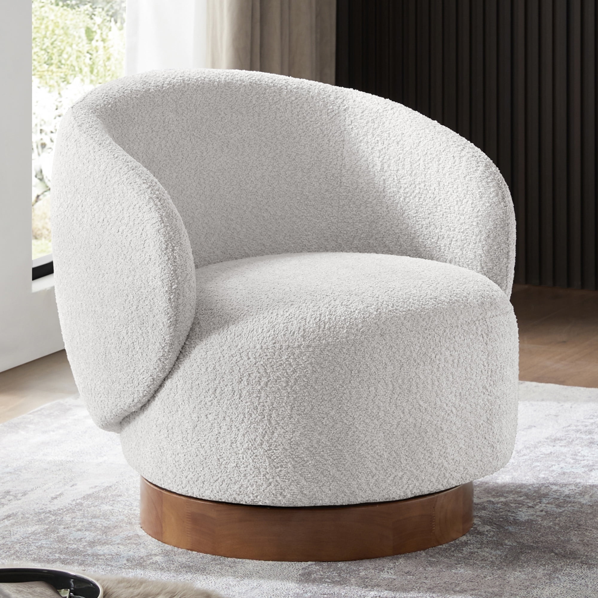 CHITA Comfy Swivel Accent Chair, Modern Upholstered Barrel Arm Chair ...