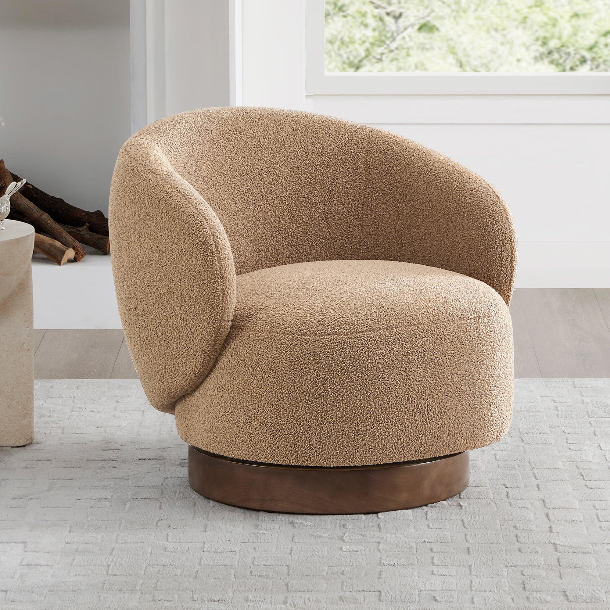 CHITA Modern Swivel Accent Chair, Round Upholstered Barrel Arm Chair ...