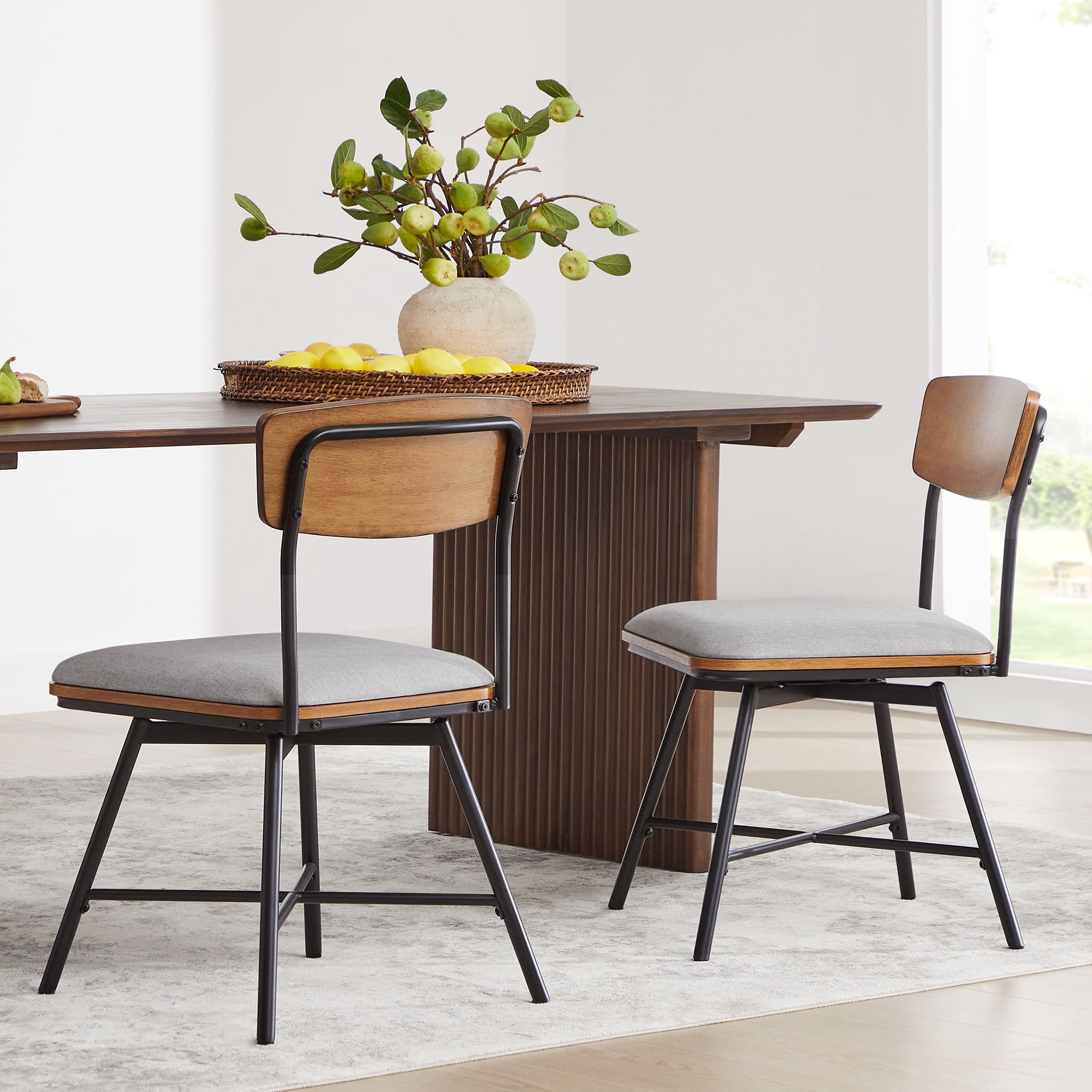 CHITA Modern Swivel Dining Chairs Set of 2, Fabric Upholstered Dining ...