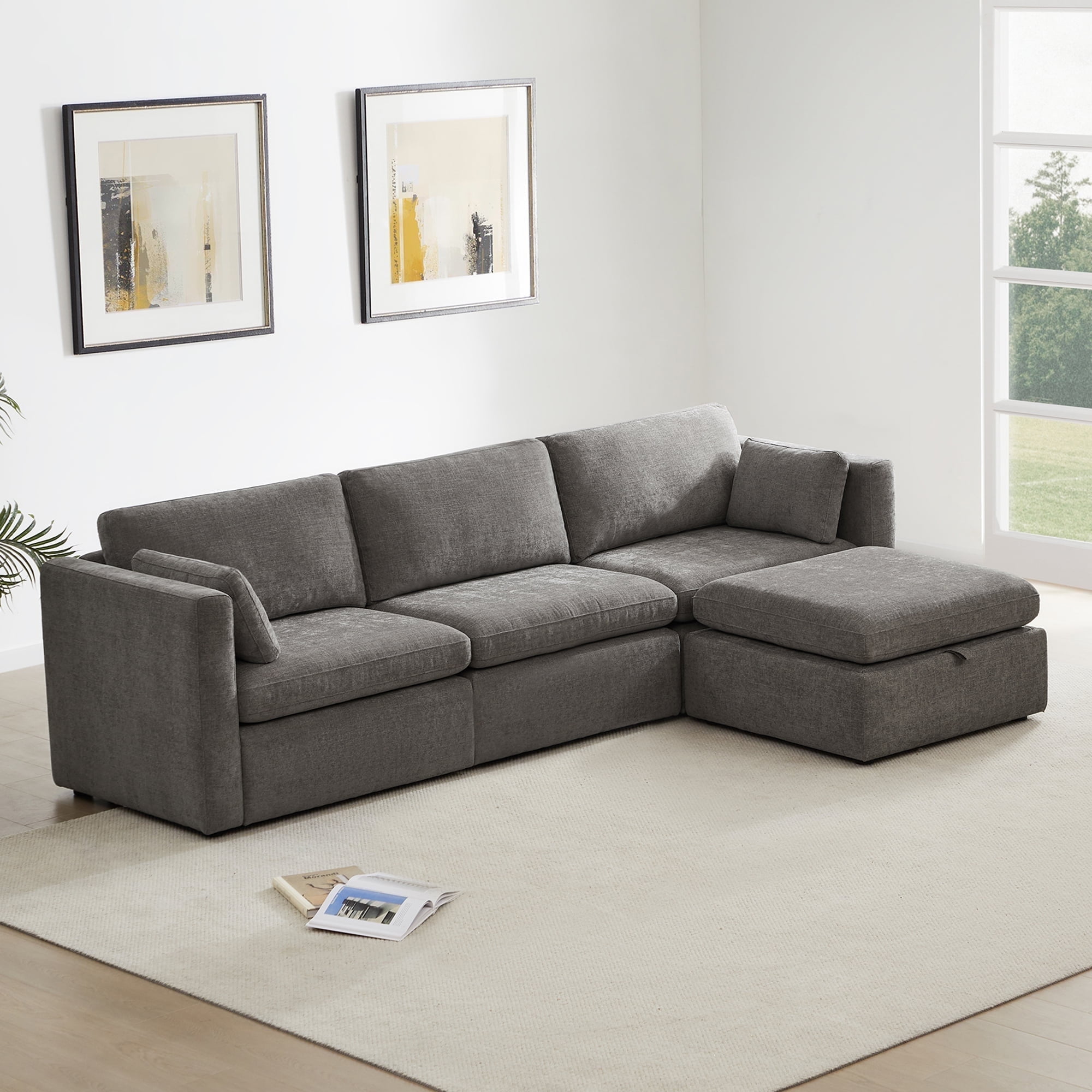 CHITA Oversized Sofa Set, Fossil Gray, Modular Sectional with Storage ...