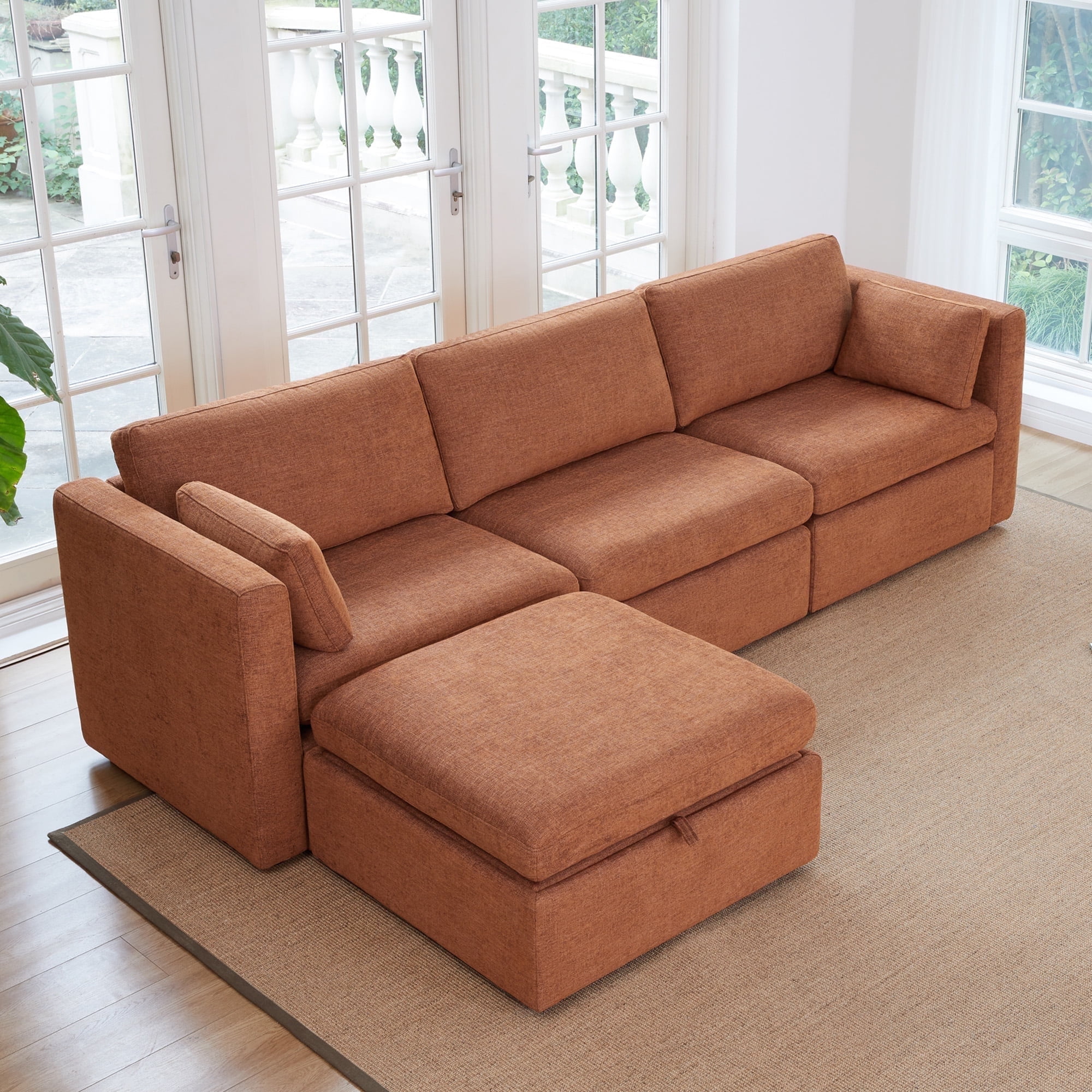 CHITA Oversized Sectional Sofa, L-shaped 4-Seater w/Storage Ottoman ...