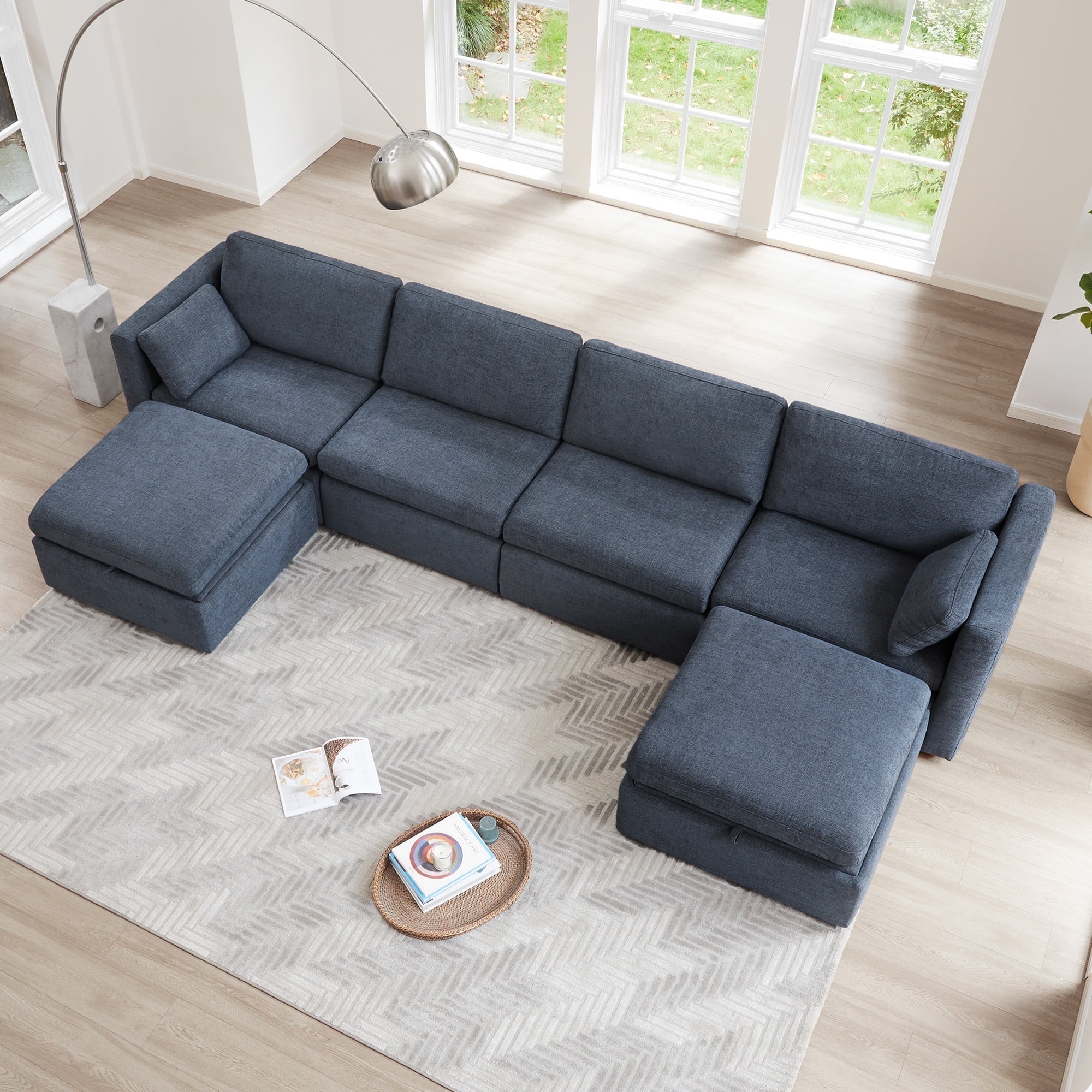 CHITA Oversized U-Shape Sofa Set with Ottoman, Large Sectional Couch ...