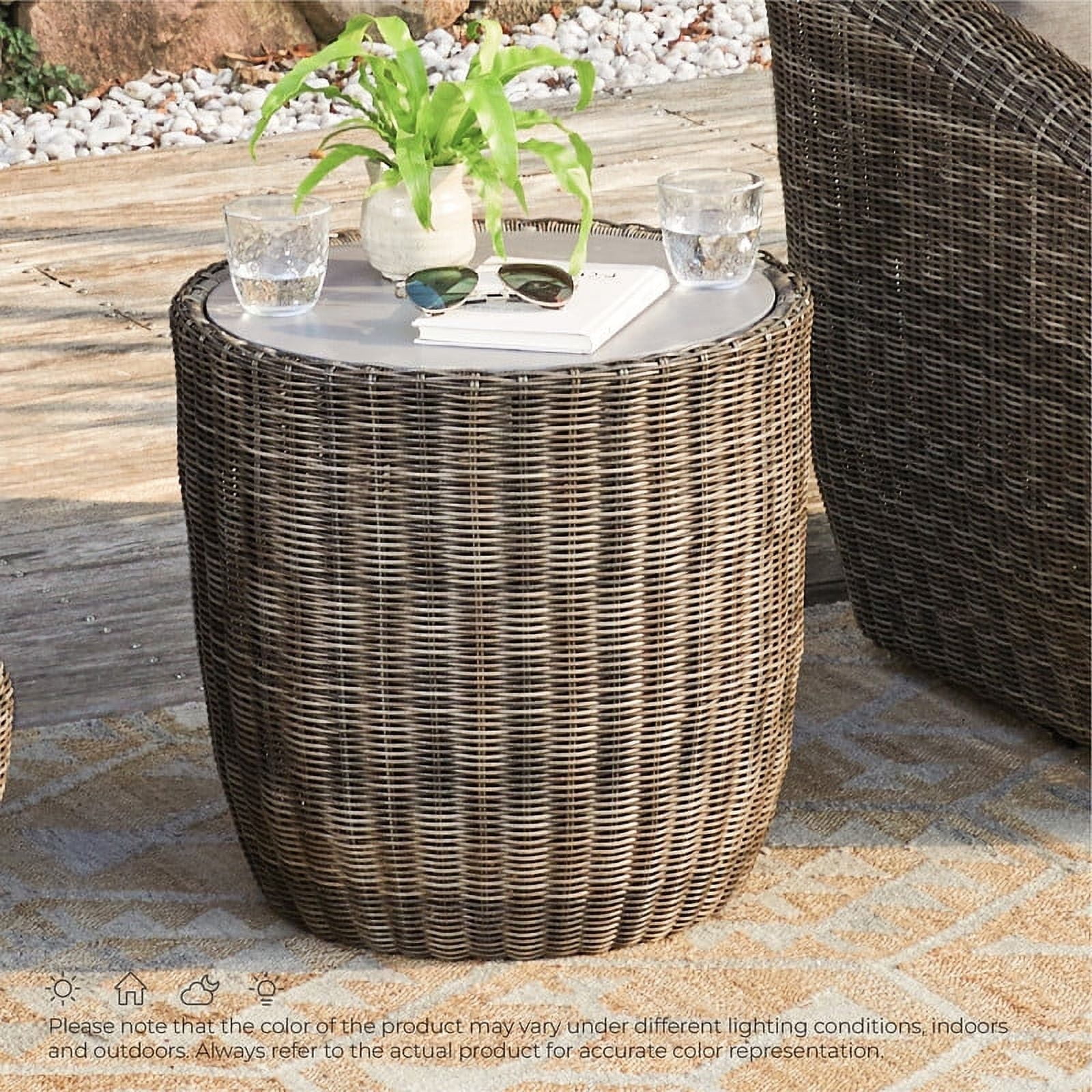 CHITA Patio Wicker Furniture Set Outdoor Rattan Bistro Set,Side Table ...