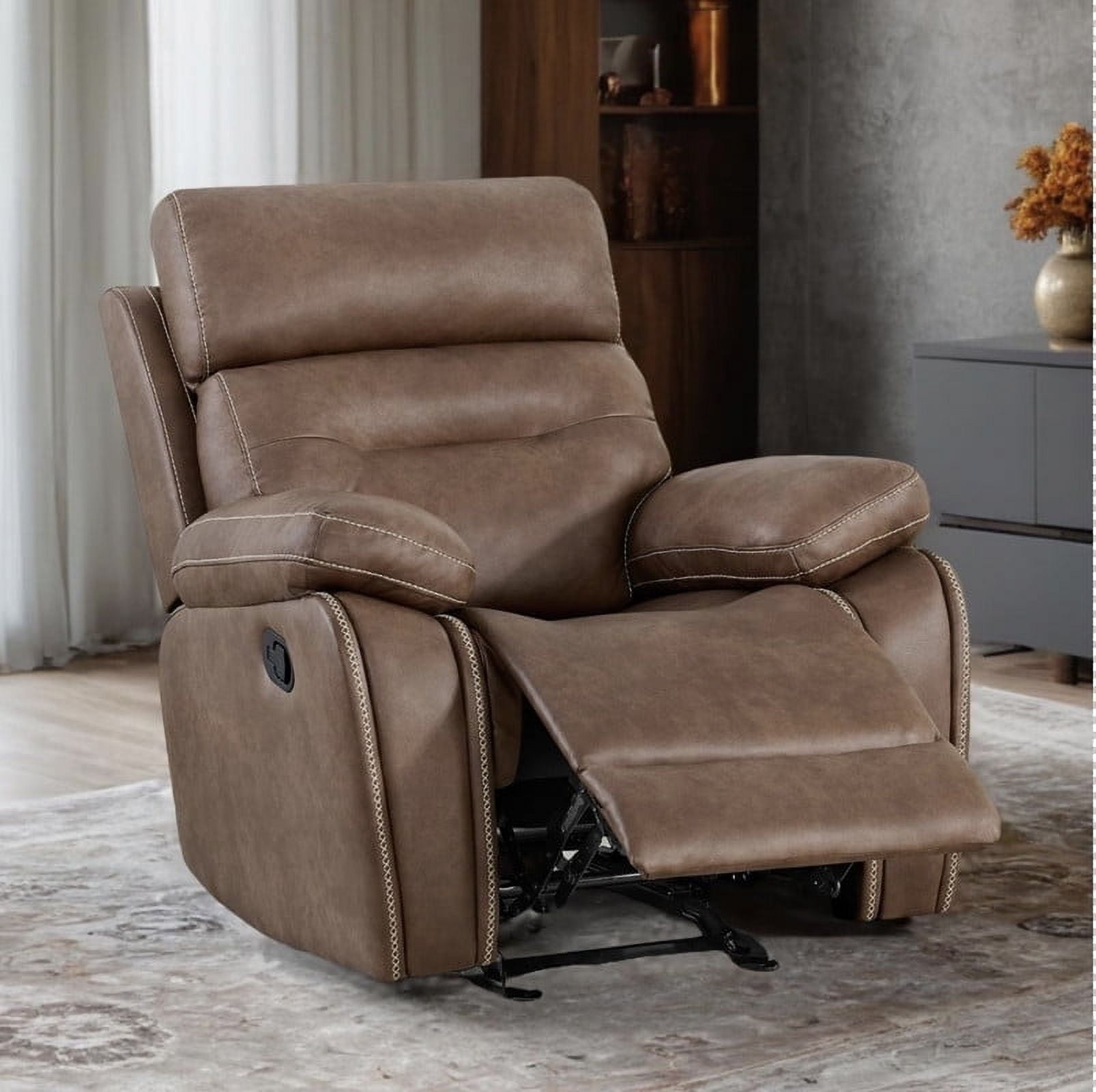 CHITA Polyfoam Wood Living Room Hassle Free Rocker Recliner Chair ...