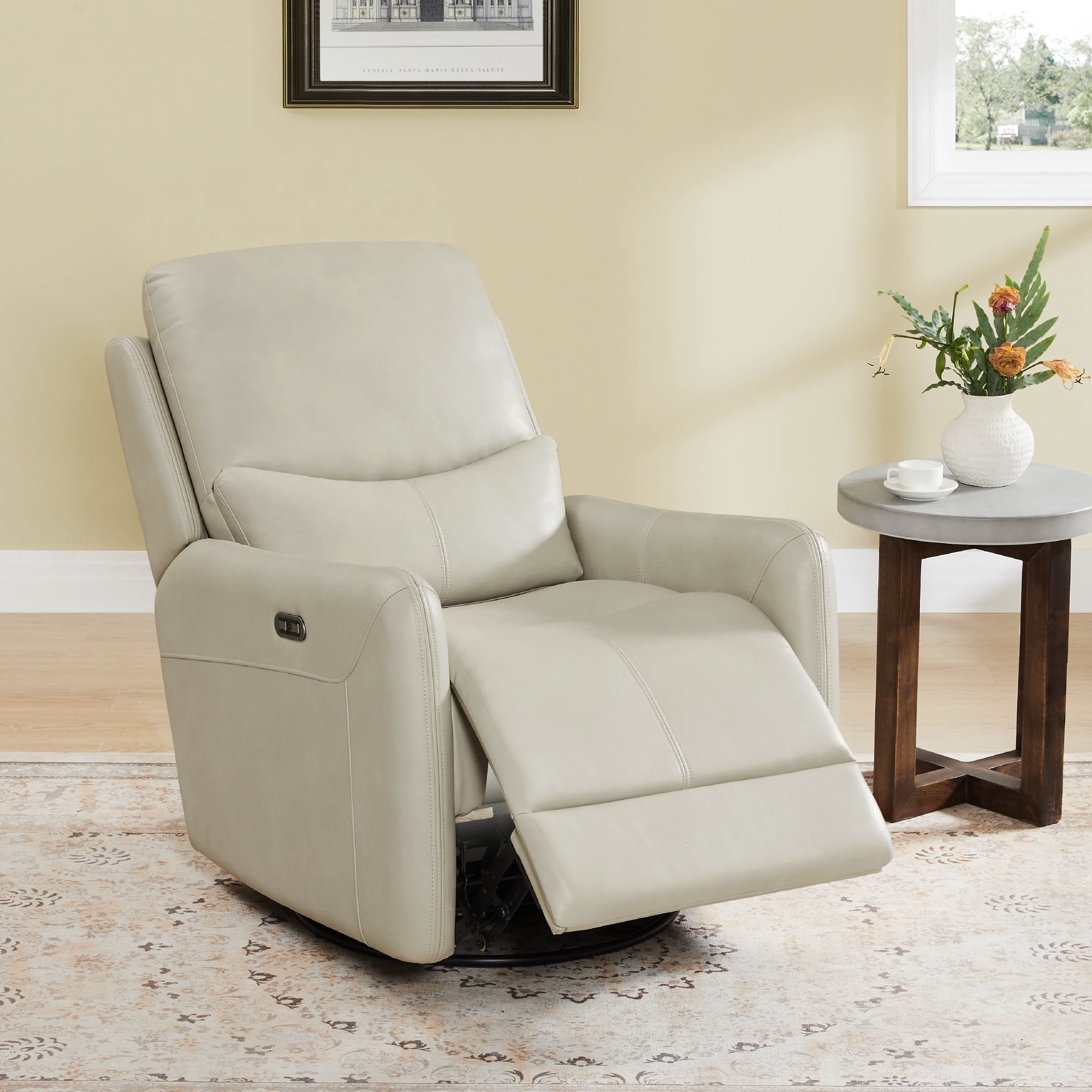CHITA Power Swivel Glider Recliner with Lumbar Pillow and Type-C & USB ...