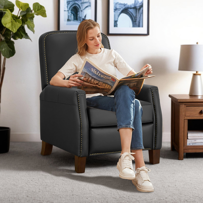 CHITA Push Back Recliner for Adults Faux Leather Chair Home Theater ...