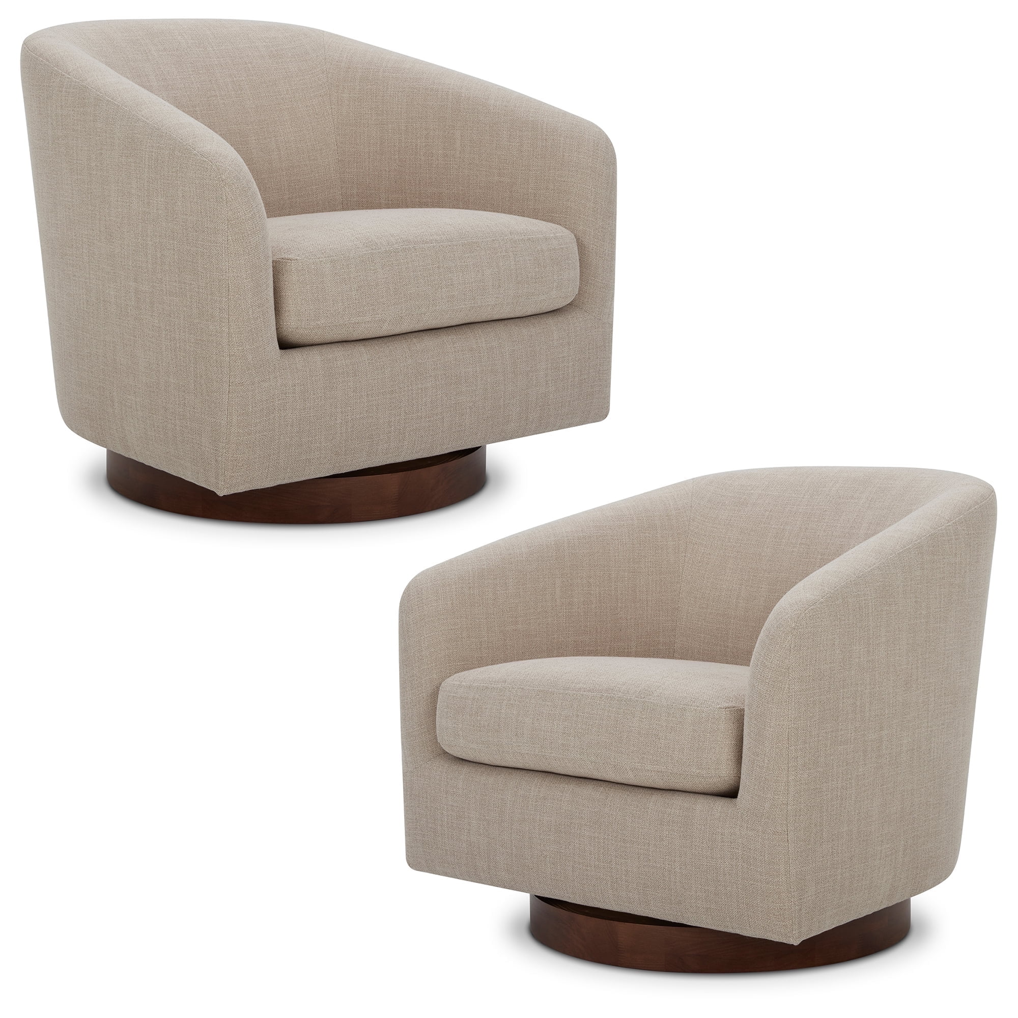 CHITA Modern High Back Swivel Accent Chair Set of 2, Round Barrel Arm ...